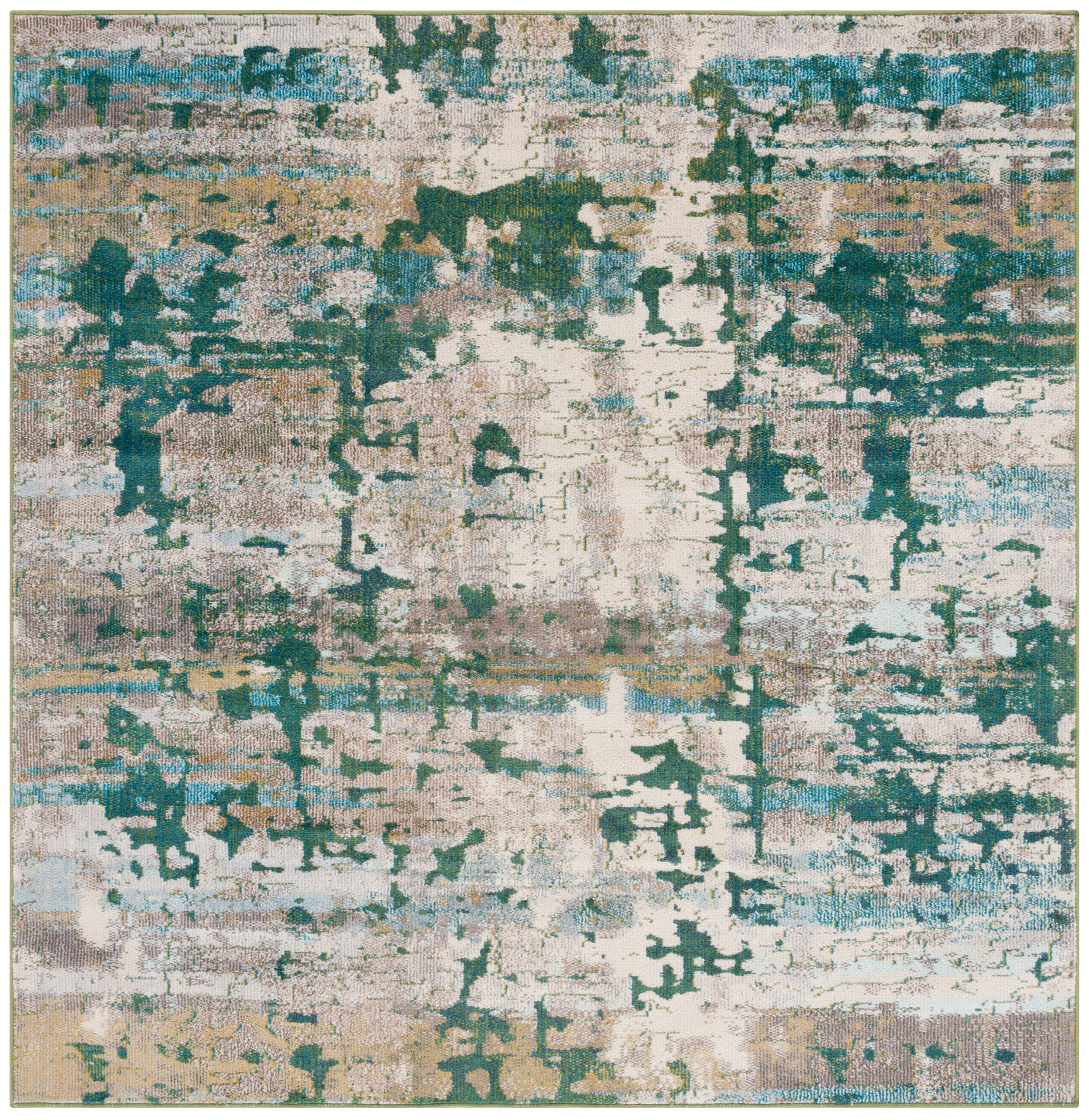 SAFAVIEH Madison Roswell Abstract Area Rug, Green/Beige, 6'7" x 6'7 ...