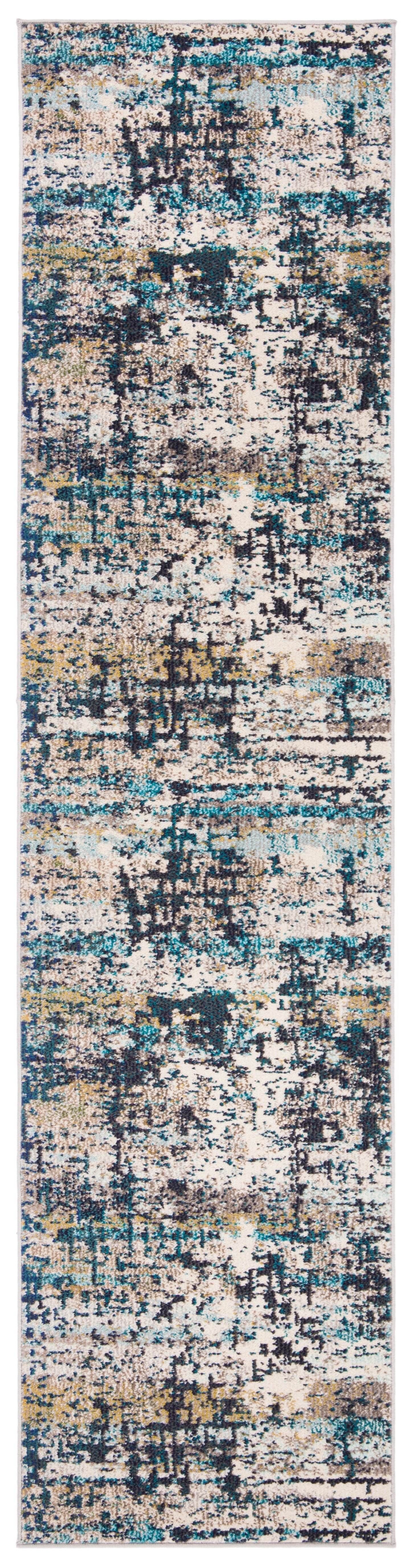 SAFAVIEH Madison Roswell Abstract Runner Rug, Cream/Blue, 2'2" x 6 ...
