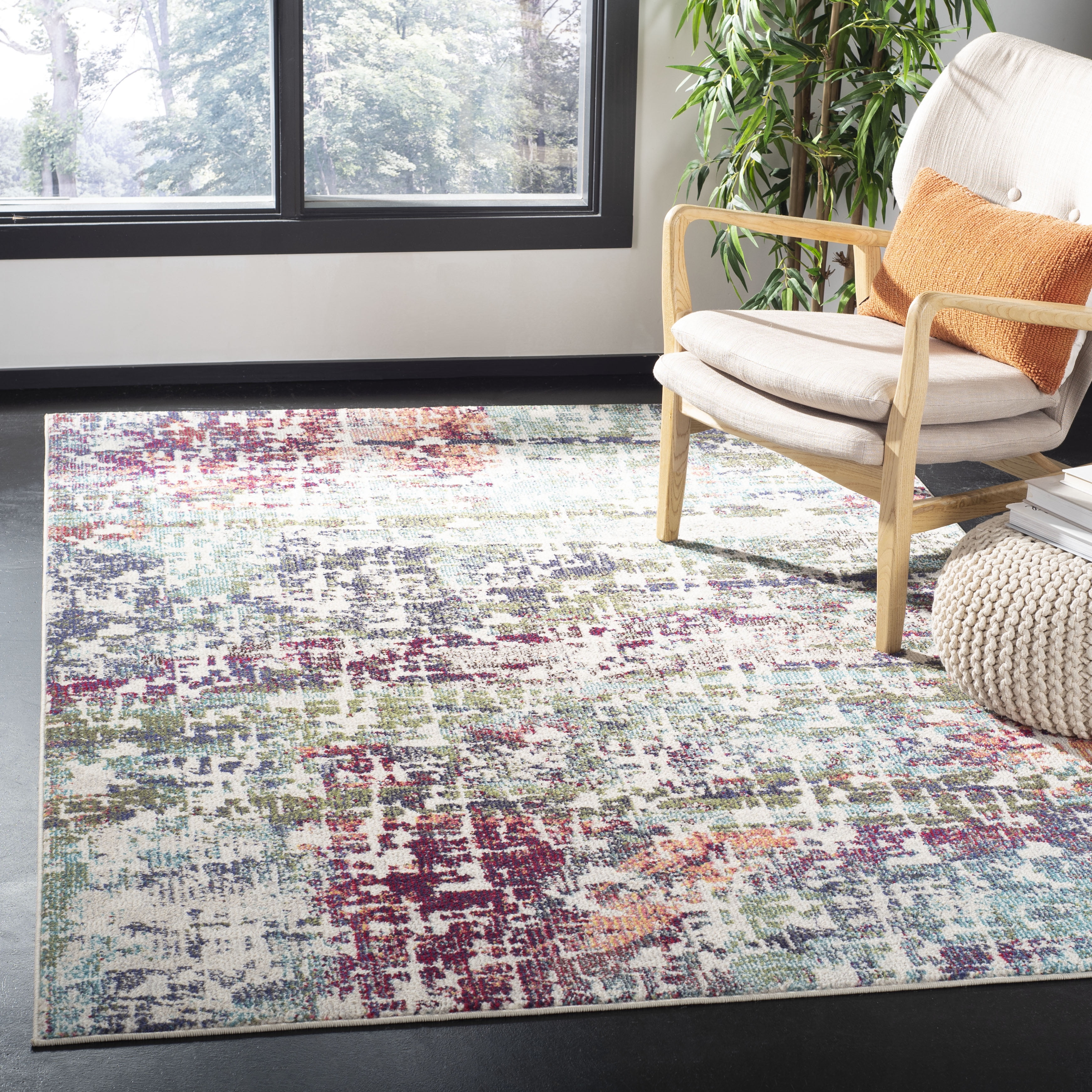 SAFAVIEH Madison Roswell Vintage Abstract Area Rug, Blue/Green, 9' x 12 ...