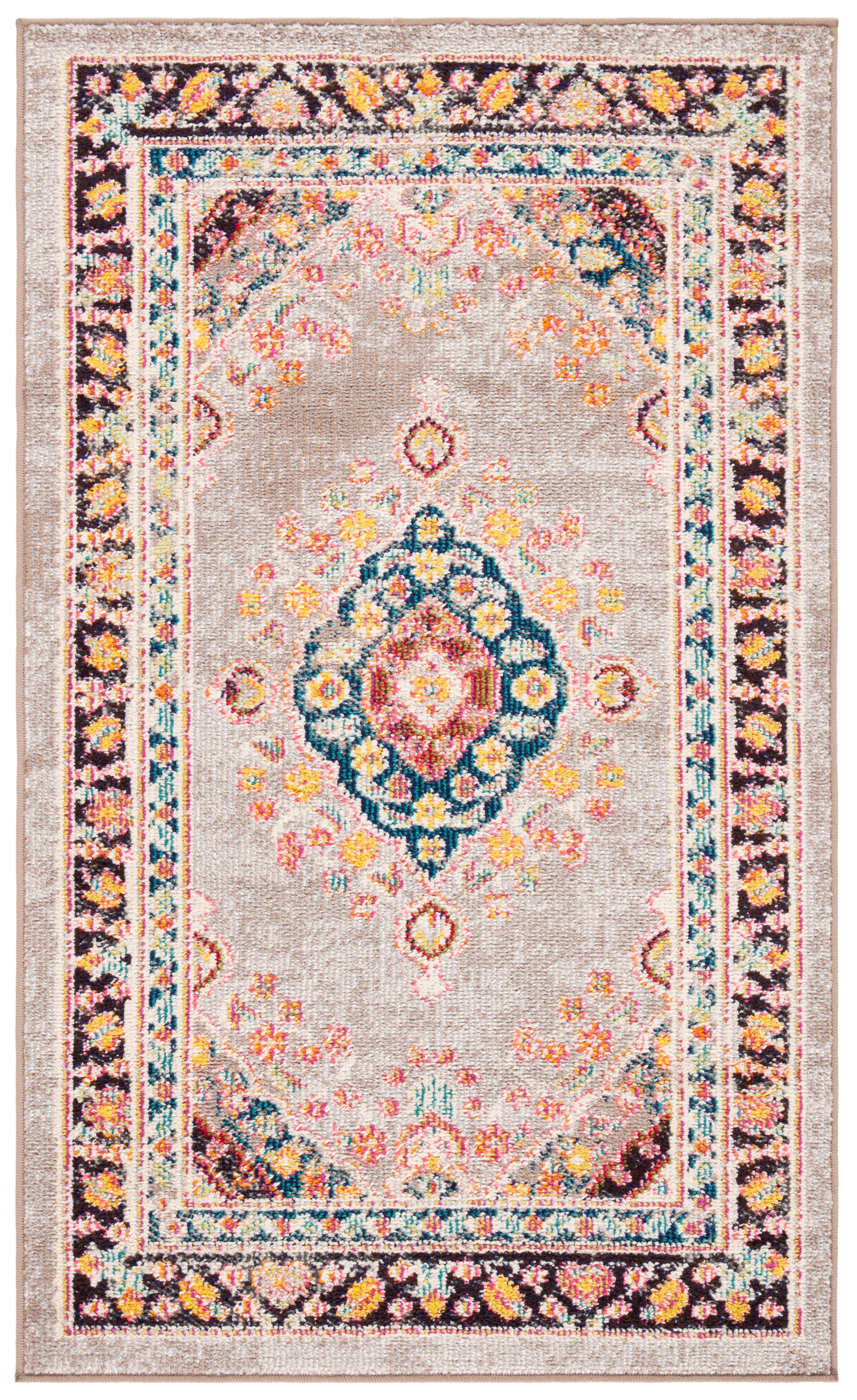 SAFAVIEH Madison Sonam Oriental Area Rug, Grey/Fuchsia, 3' x 5 ...