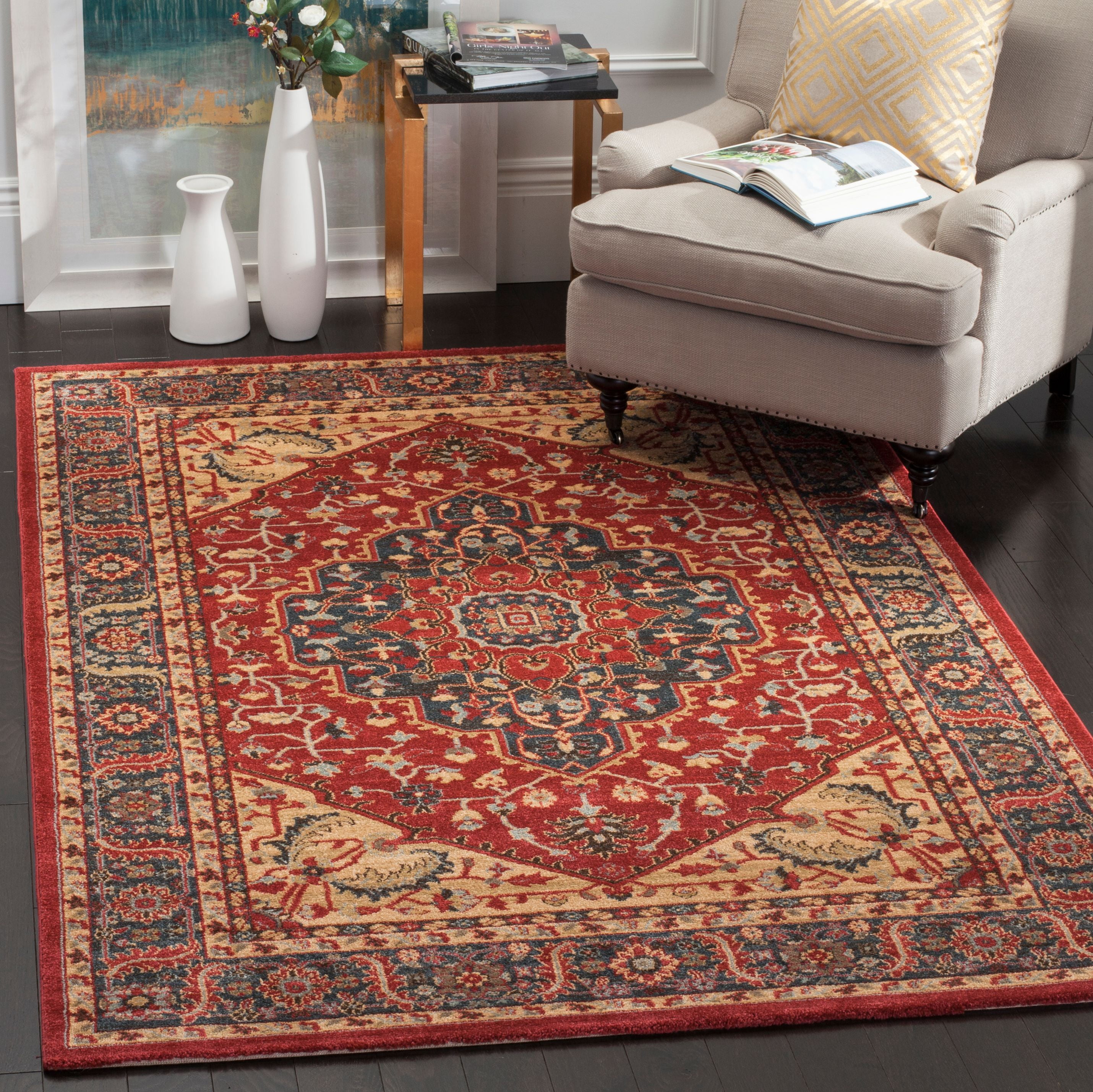 SAFAVIEH Mahal Caelestinus Oriental Area Rug, Navy/Red, 10' x 14 ...