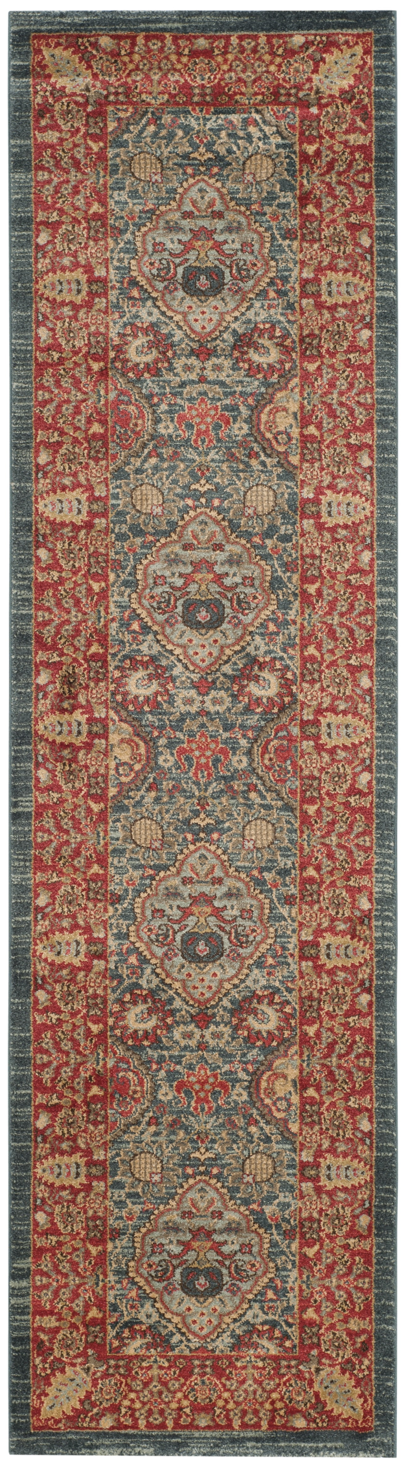 SAFAVIEH Mahal Napier Oriental Runner Rug, Navy/Red, 2'2" x 10 ...
