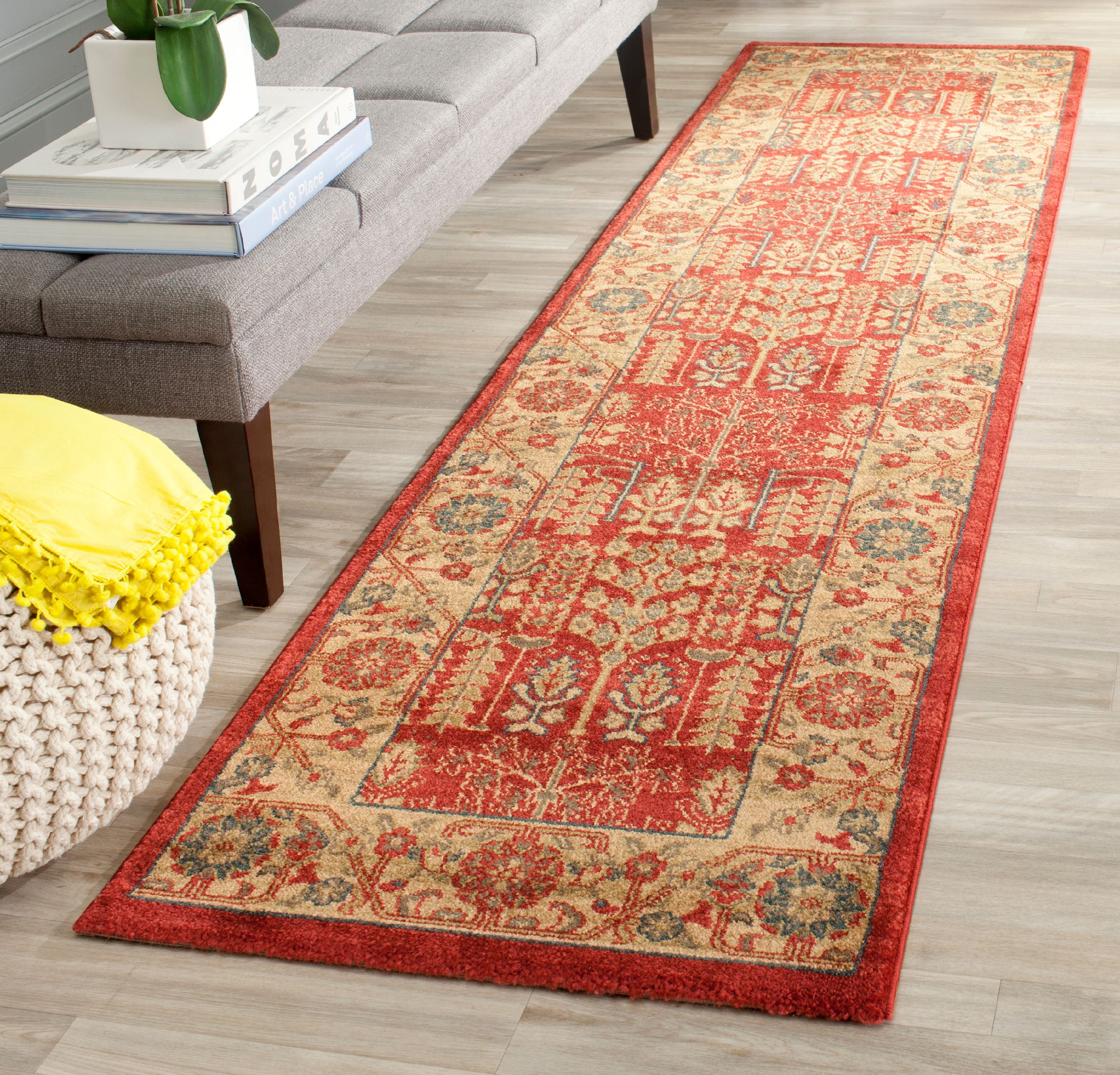 SAFAVIEH Mahal Phylliss Oriental Runner Rug, Red/Natural, 2'2" x 6 ...
