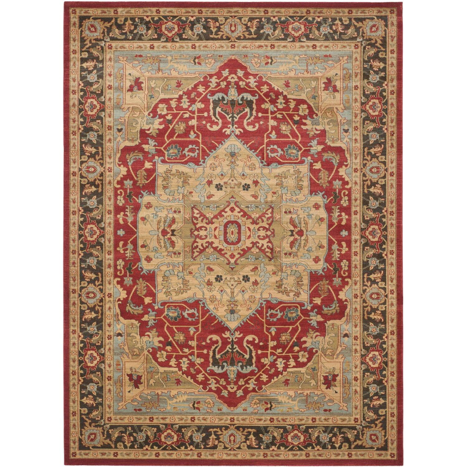 SAFAVIEH Mahal Trecia Oriental Area Rug, Natural/Navy, 8' x 11 ...