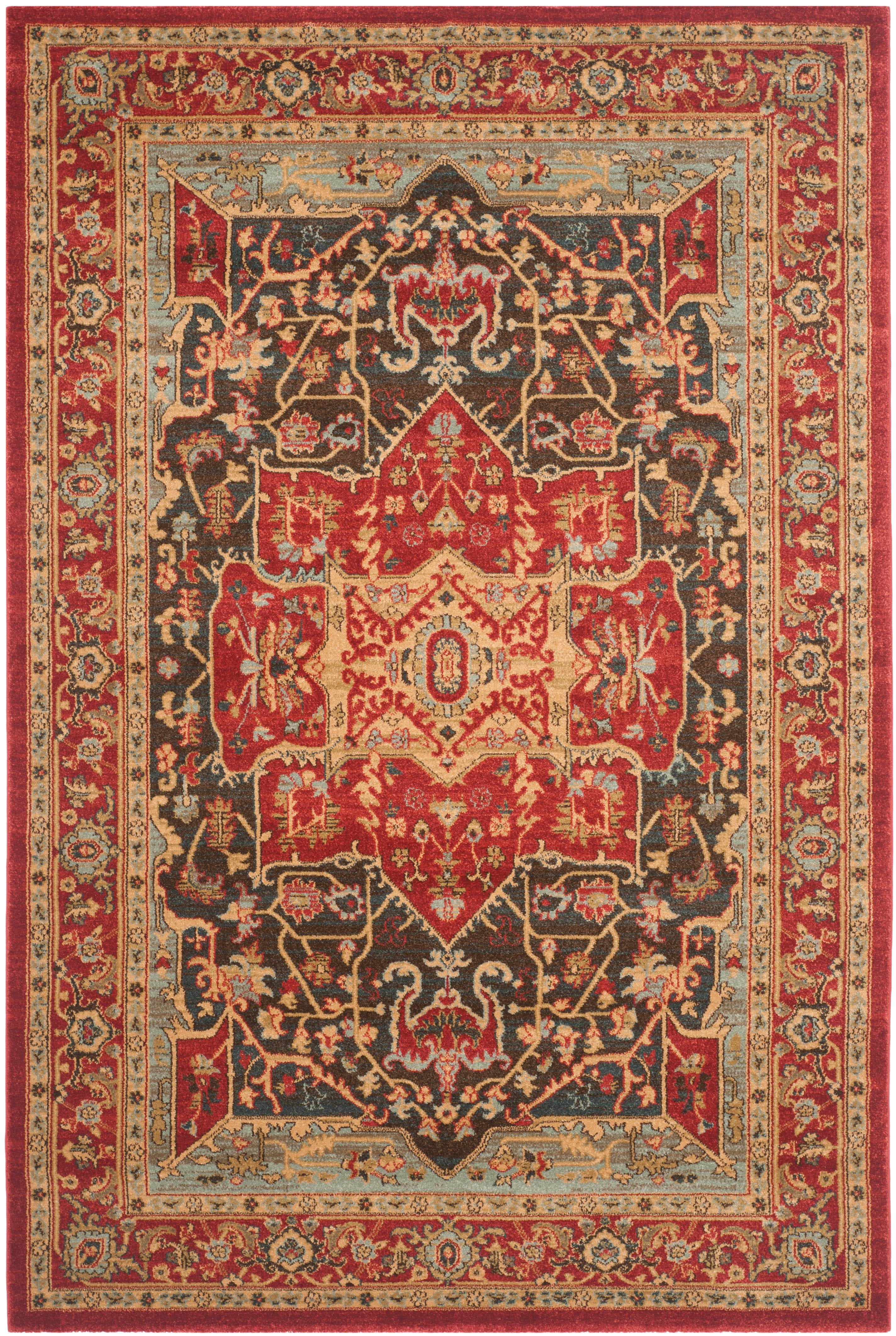 SAFAVIEH Mahal Trecia Oriental Area Rug, Red, 6'7" x 6'7" Round ...
