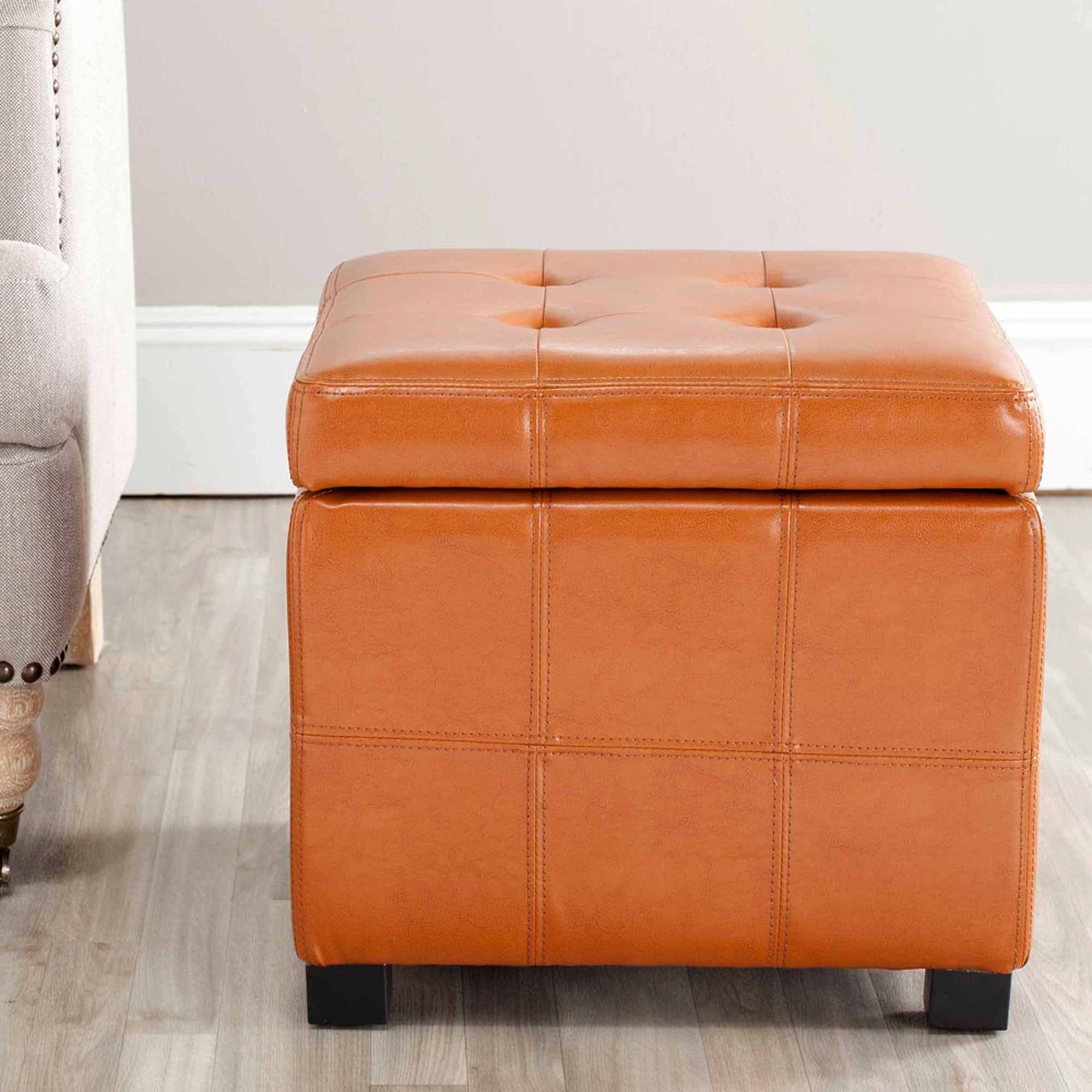 SAFAVIEH Maiden Rustic Flip Top Ottoman - Saddle Leather - Walmart.com