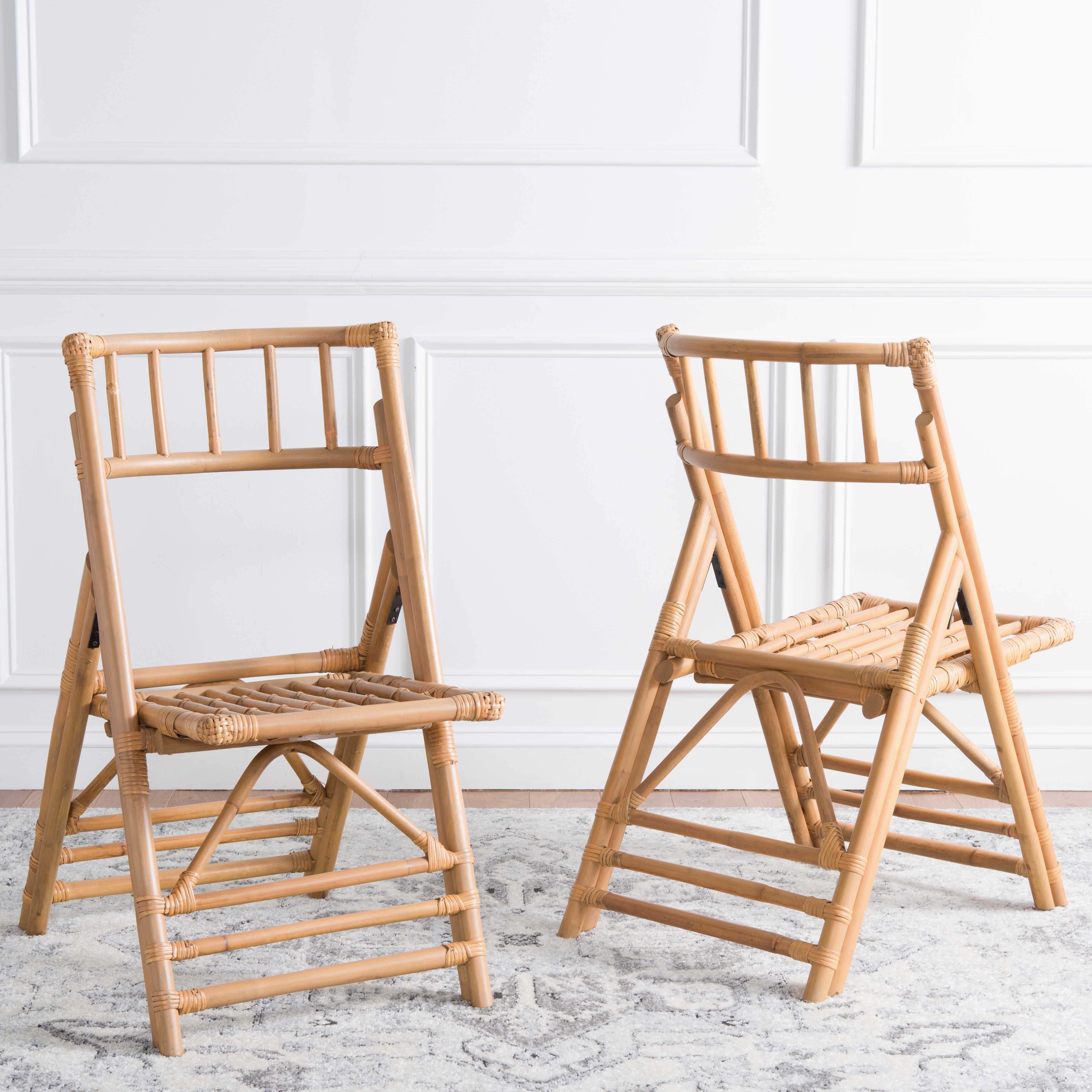 SAFAVIEH Maja Rattan Folding Accent Chair, Honey, Set of 2 (19 in. W x ...
