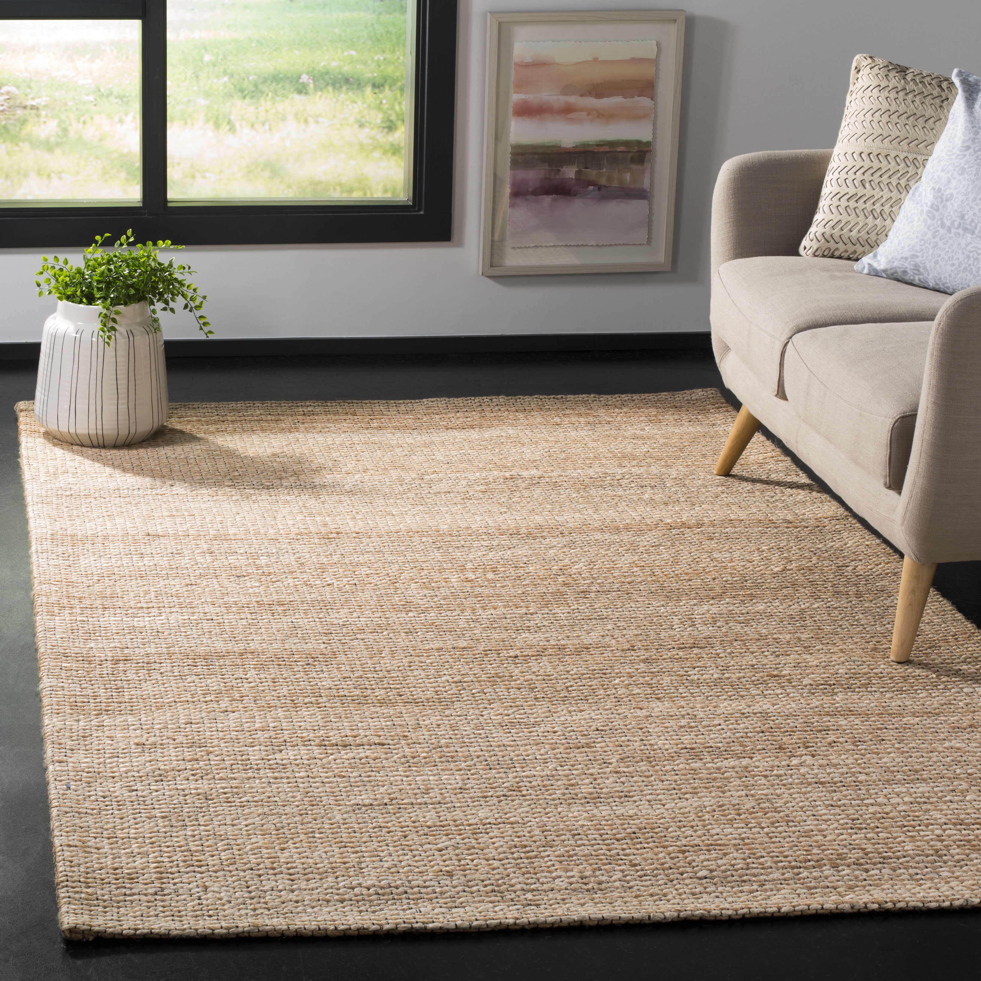 SAFAVIEH Marbella Christina Solid Area Rug, Natural/Ivory, 6' x 9 ...