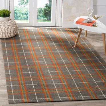 SAFAVIEH Large Living Room Indoor Kilim Jasmine Checkered Wool Area Rug ...