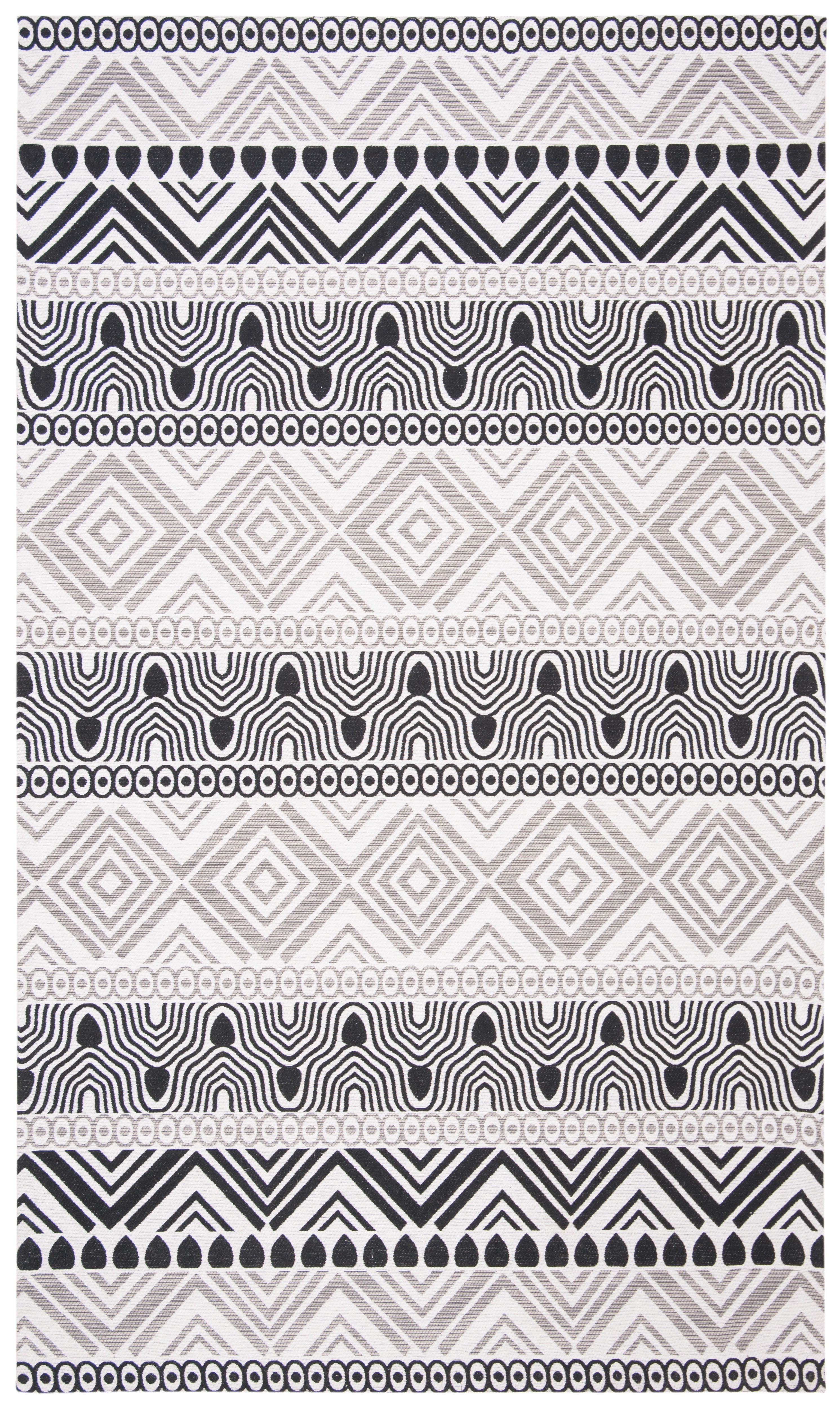 SAFAVIEH Marbella Handan Geometric Striped Area Rug, Black, 4' x 6 ...