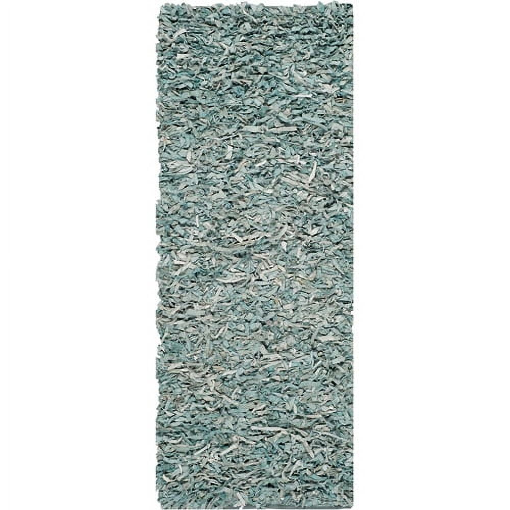 SAFAVIEH Mariam Leather Shag Runner Rug, Light Blue, 2'3" x 6 ...