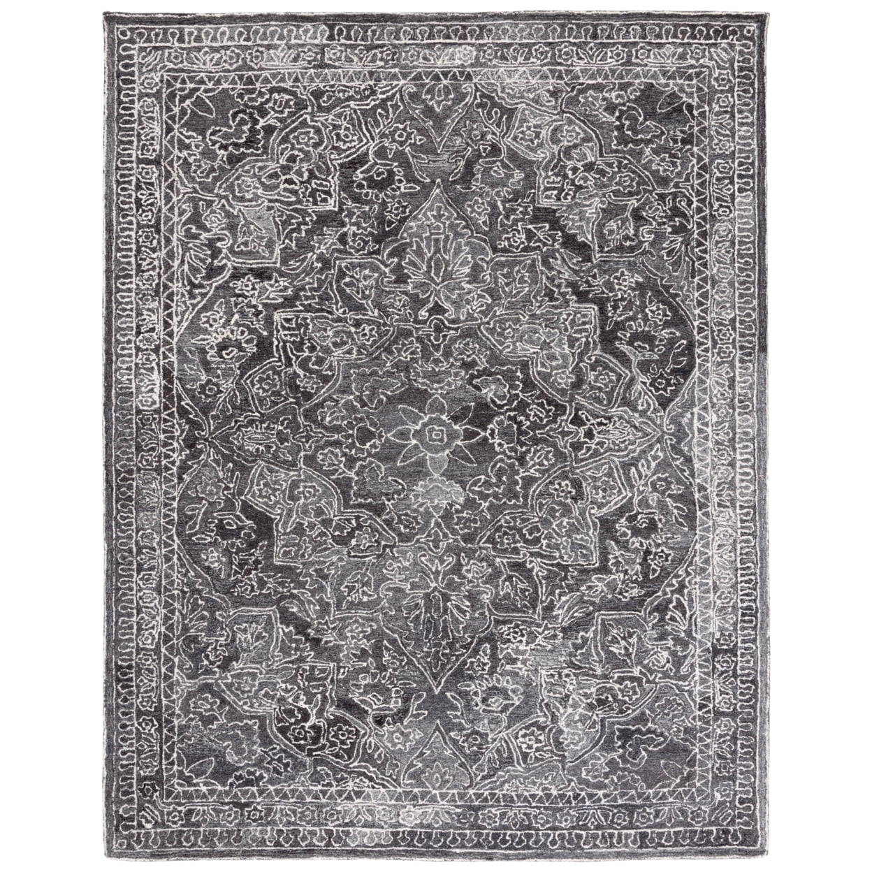SAFAVIEH Marquee Jone Medallion Area Rug, Black/Ivory, 3' x 5 ...