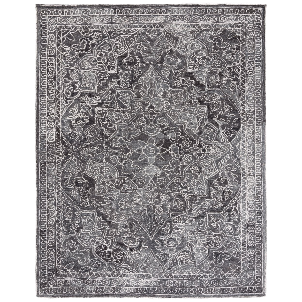 SAFAVIEH Marquee Jone Medallion Area Rug, Black/Ivory, 4' x 6 ...