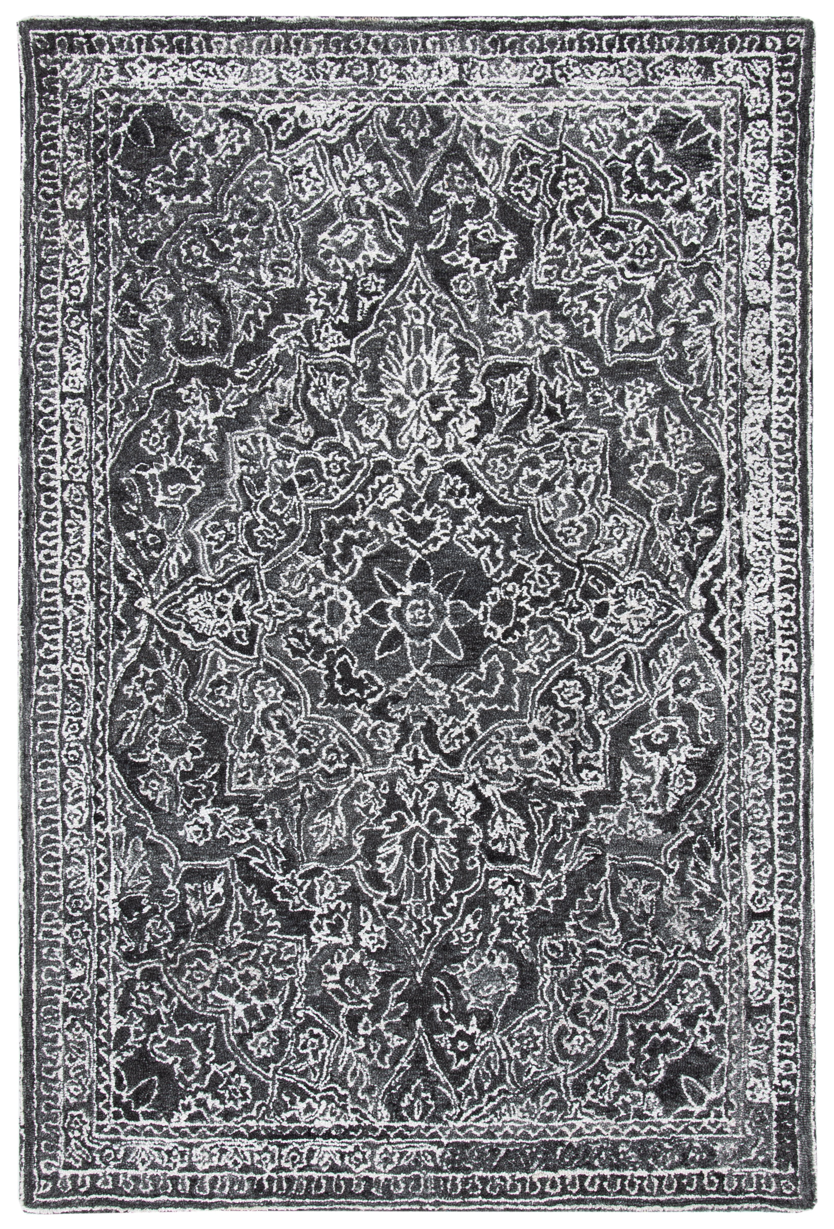SAFAVIEH Marquee Jone Medallion Area Rug, Black/Ivory, 5' x 8 ...