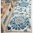 SAFAVIEH Martha Stewart Blue Field Floral Runner Rug, Azurite, 2'3" x ...