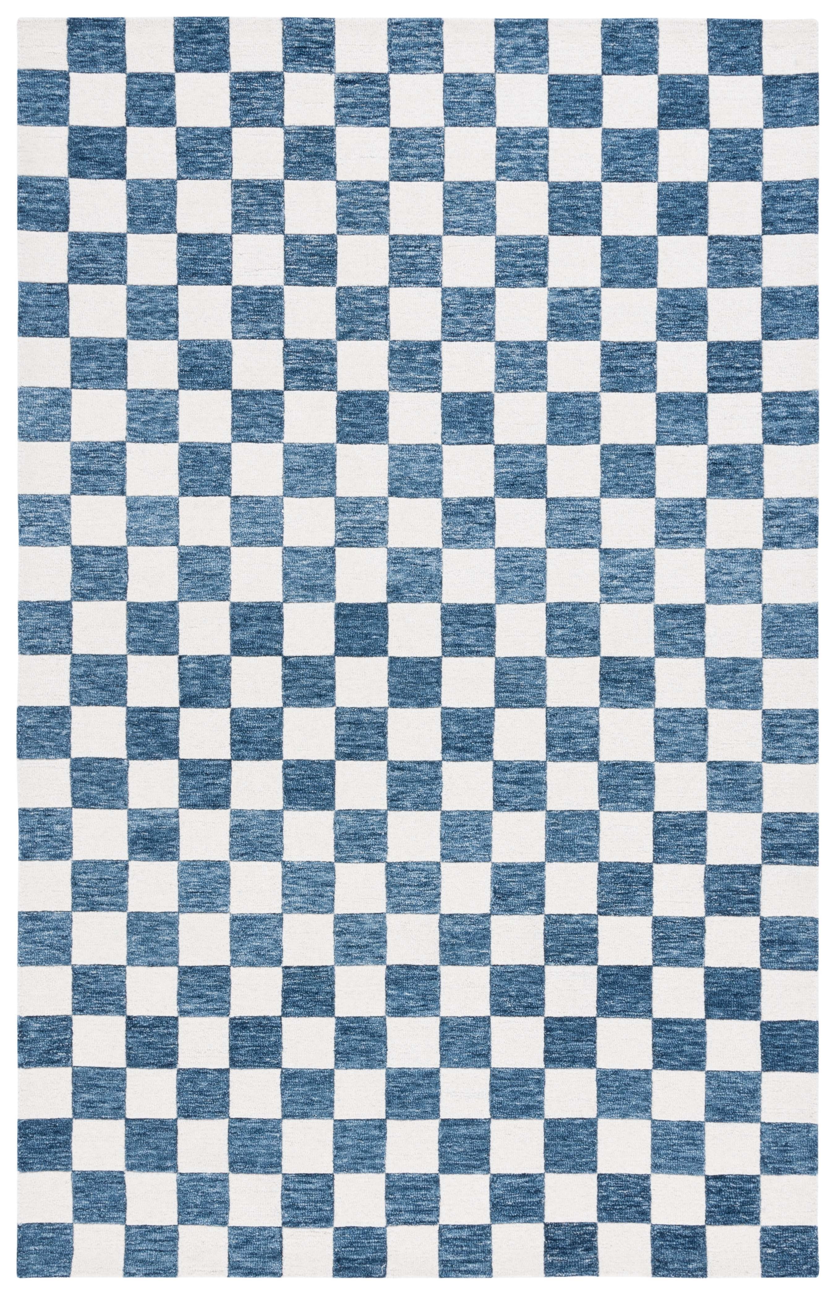 SAFAVIEH Martha Stewart Chelsea Checkered Area Rug, Blue/Ivory, 4' x 6 ...