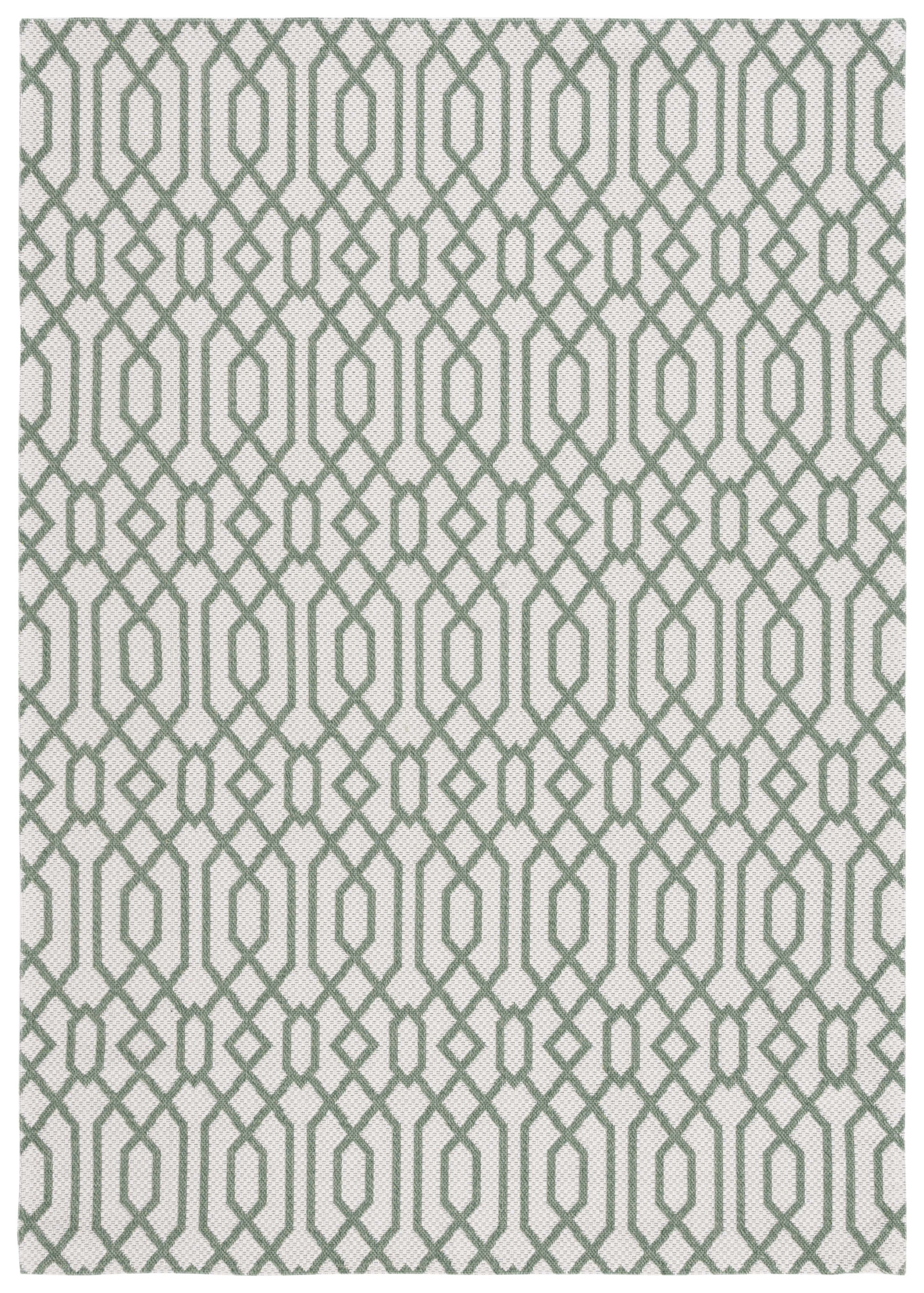 SAFAVIEH Martha Stewart Delores Geometric Cotton Area Rug, Green/Ivory ...