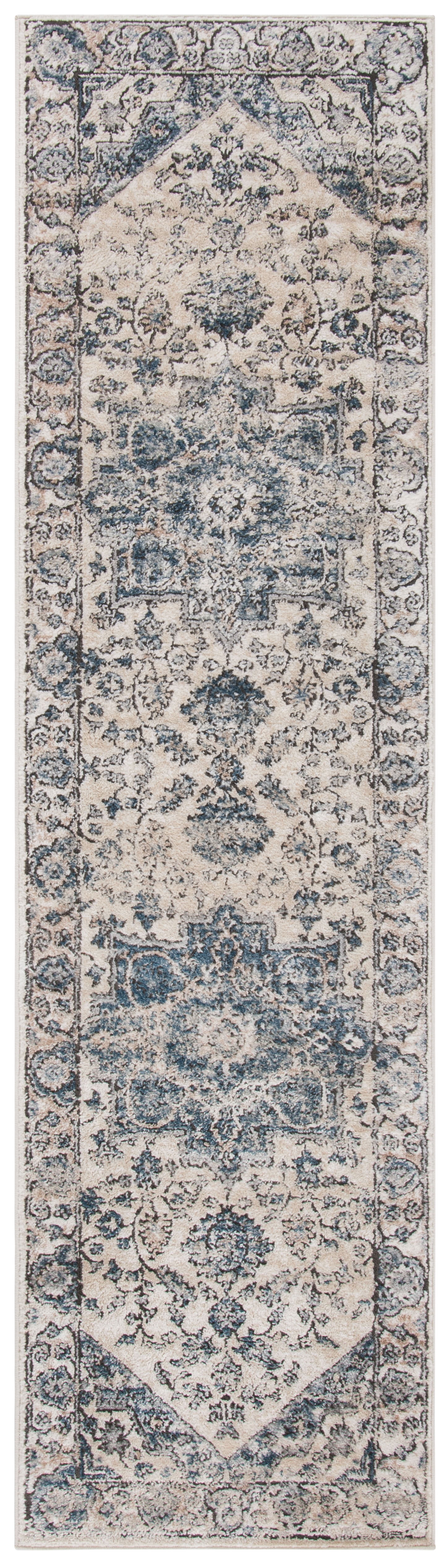 SAFAVIEH Martha Stewart Jackson Oregon Runner Rug, Ivory/Blue, 2'2" x 8 ...