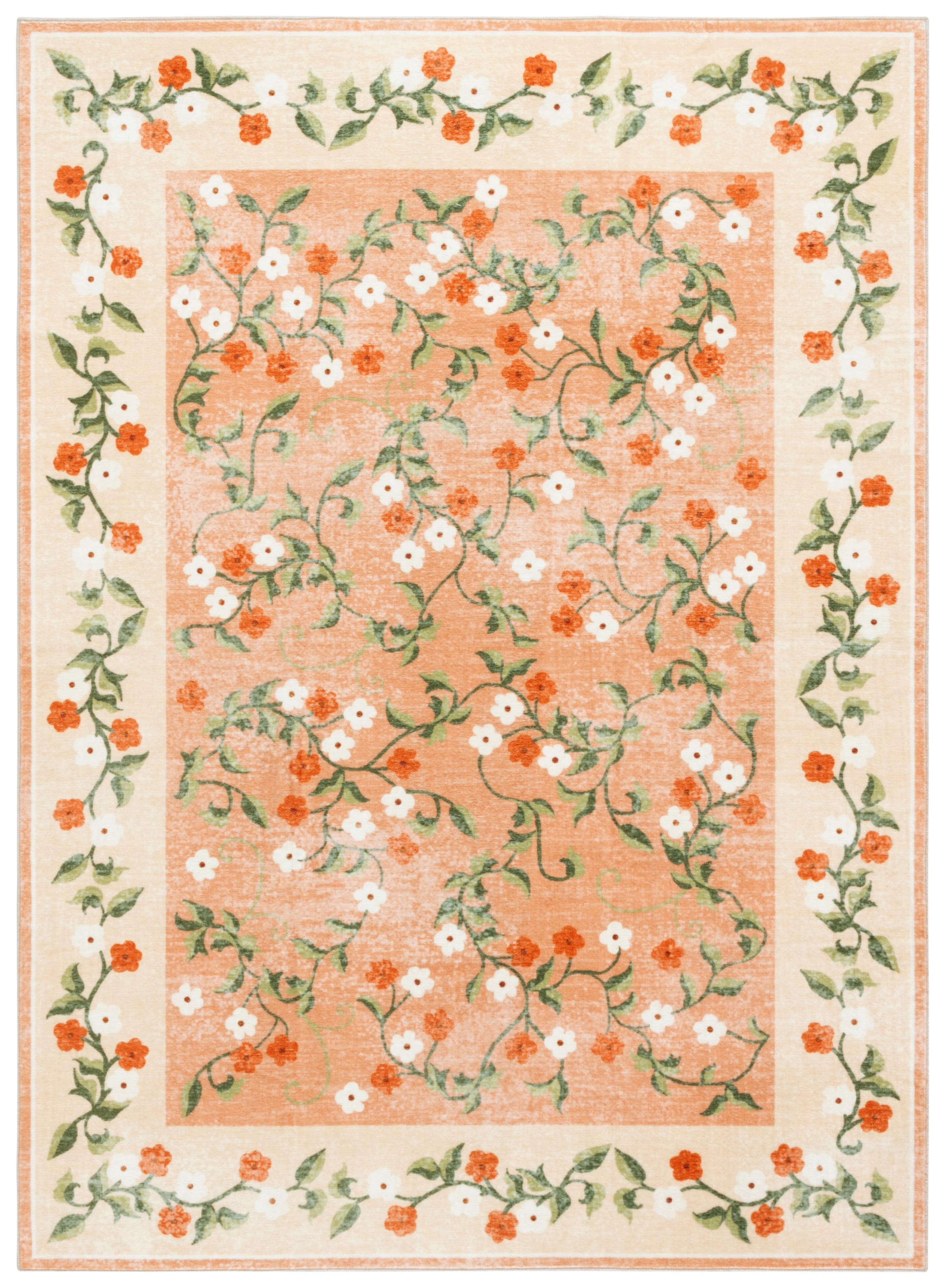 SAFAVIEH Martha Stewart Kyler Floral Machine Washable Area Rug, Rust ...