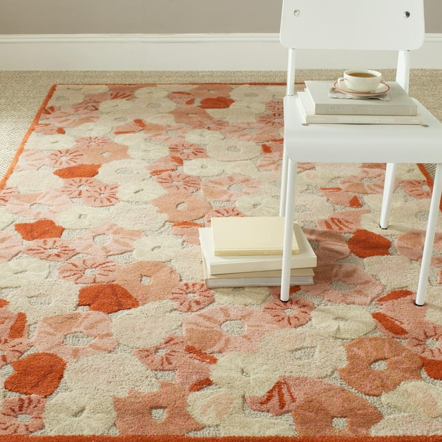 SAFAVIEH Martha Stewart Poppy Field Floral Area Rug, Cayenne Red, 9' x ...