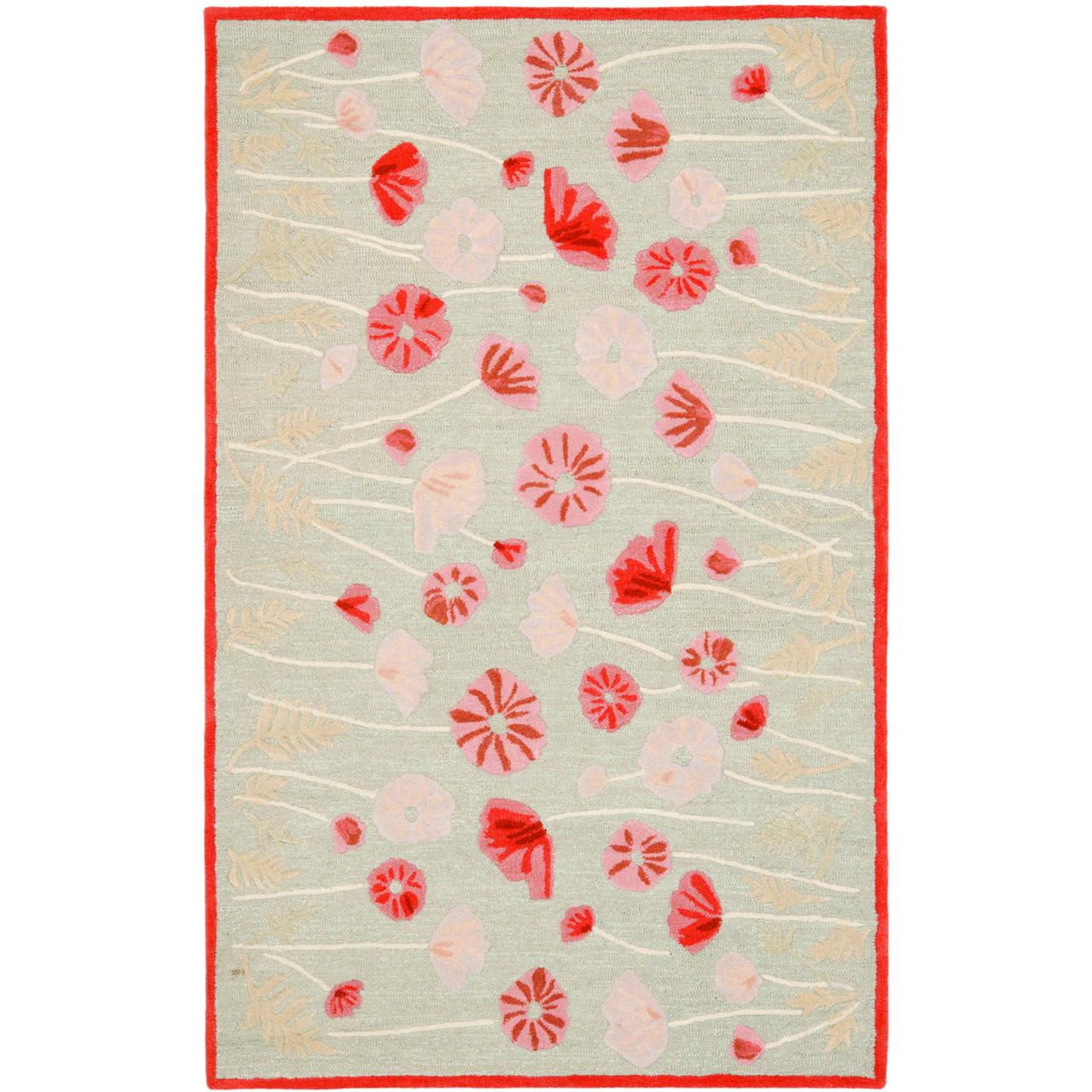 SAFAVIEH Martha Stewart Poppy Glossary Floral Area Rug, Cayenne Red, 5 ...
