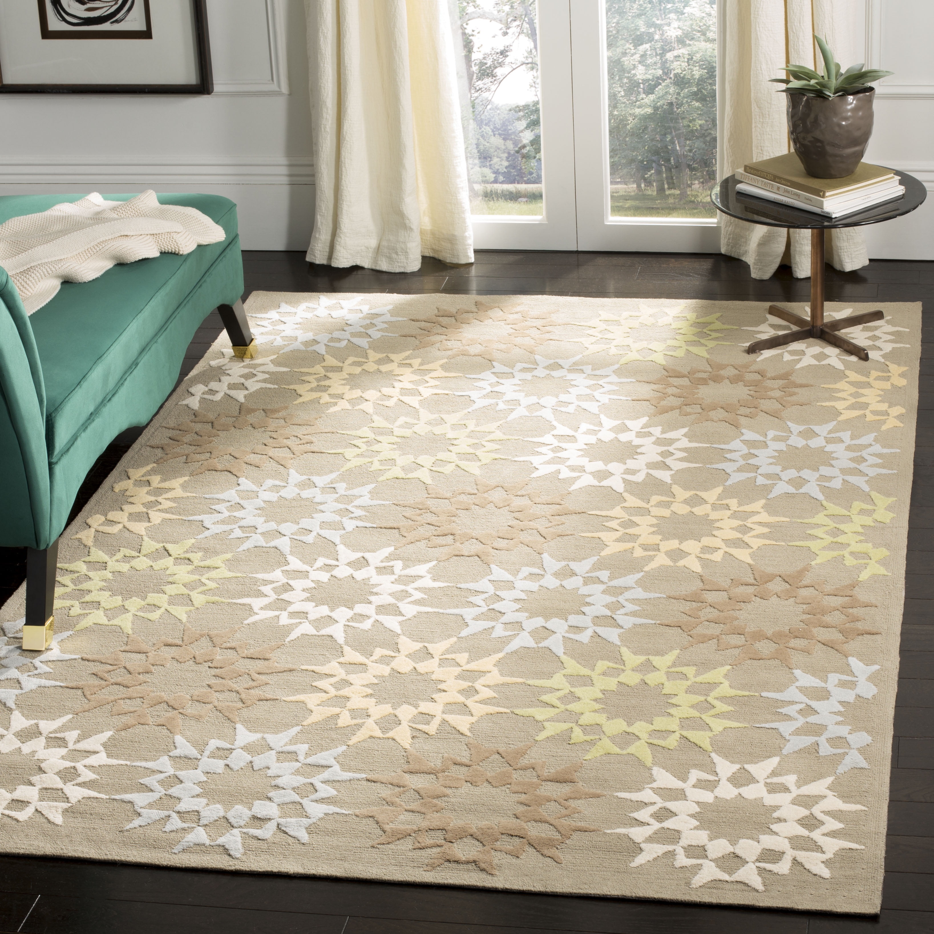 SAFAVIEH Martha Stewart Quilt Pebble Geometric Cotton Area Rug, Opal ...