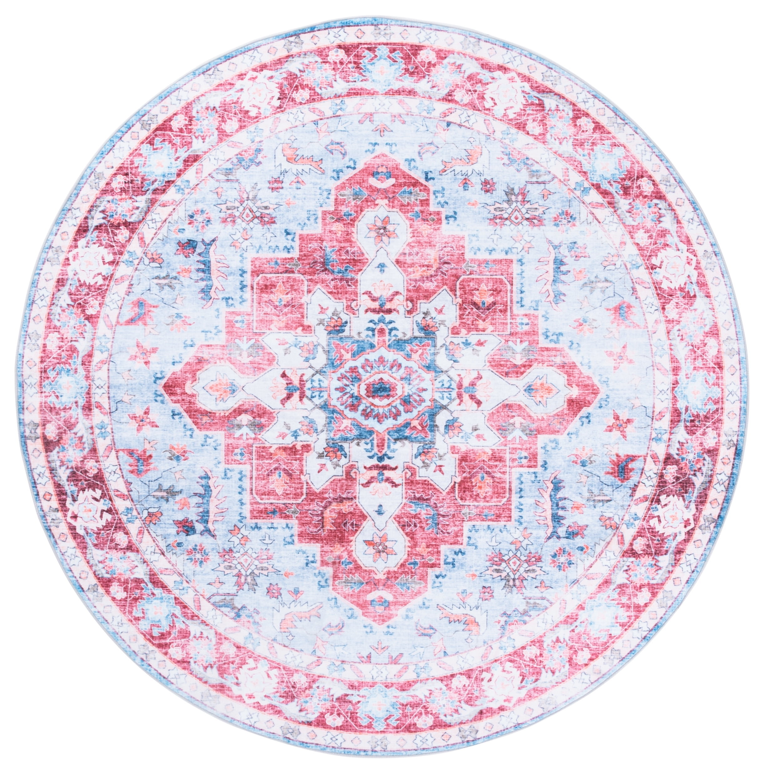 SAFAVIEH Martha Stewart Sunny Medallion Machine Washable Area Rug, Red ...