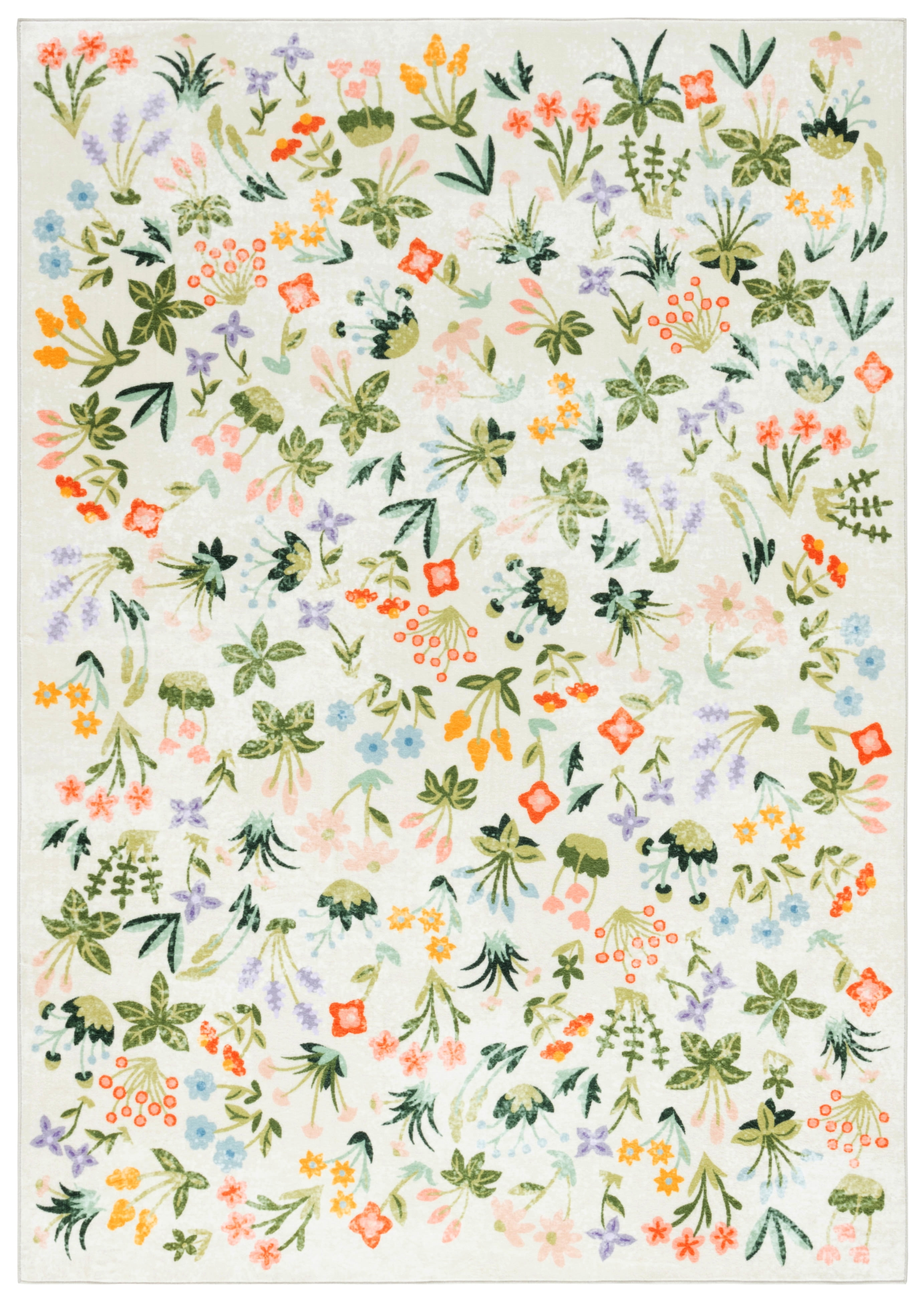 SAFAVIEH Martha Stewart Tanzil Floral Machine Washable Area Rug, Beige ...