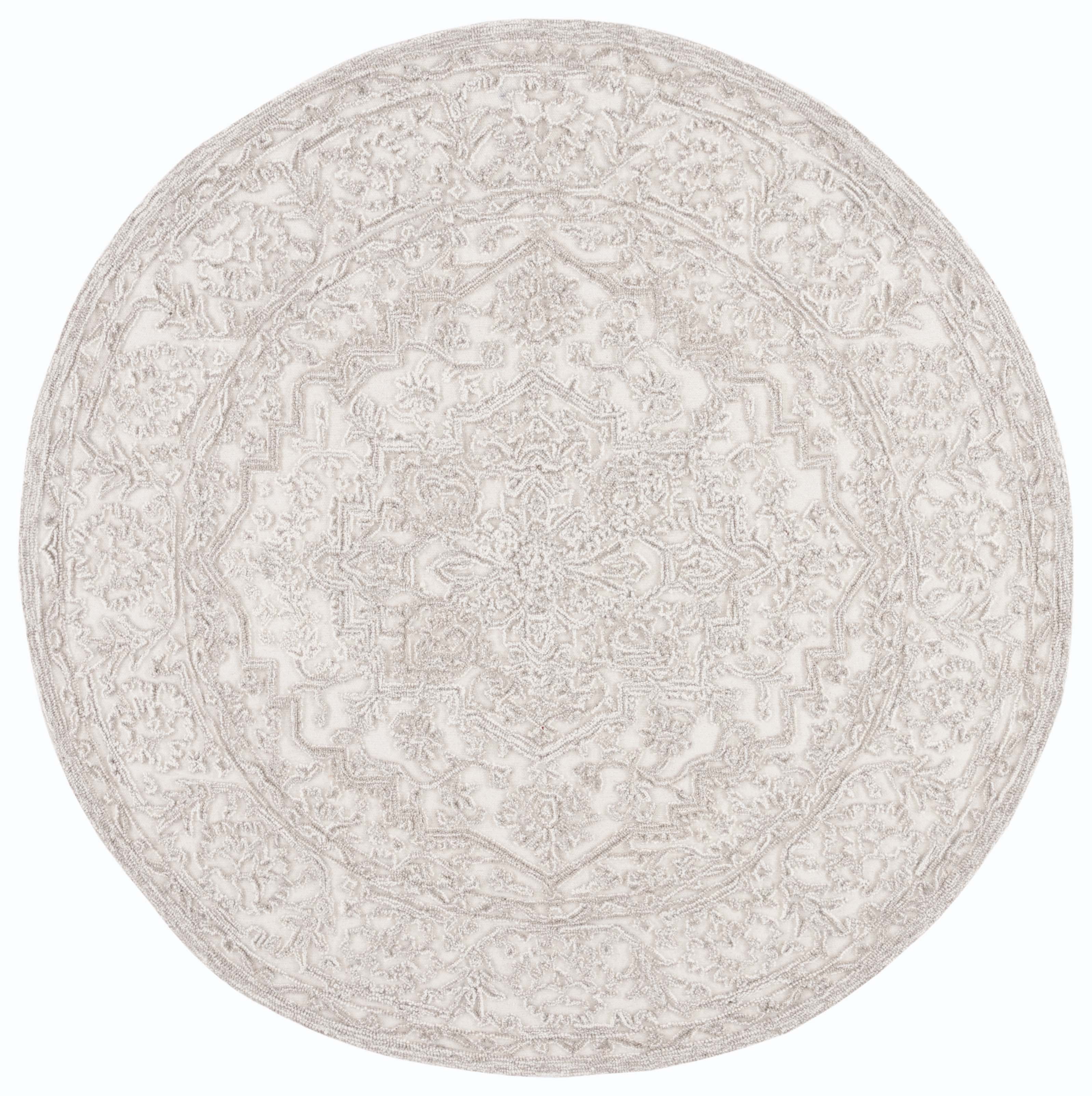 SAFAVIEH Martha Stewart Trace Floral Area Rug, Ivory/Natural, 6' x 6 ...