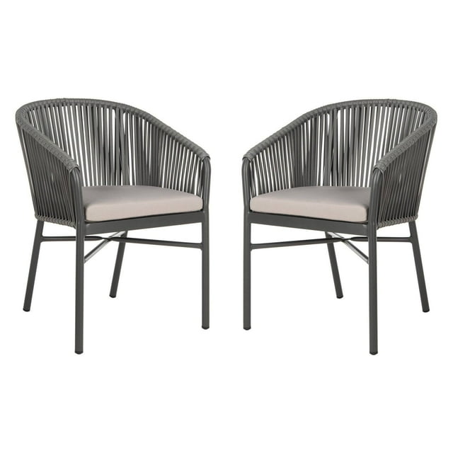 SAFAVIEH Matteo Stackable Outdoor Patio Rope Chair, Grey, Set of 2 ...