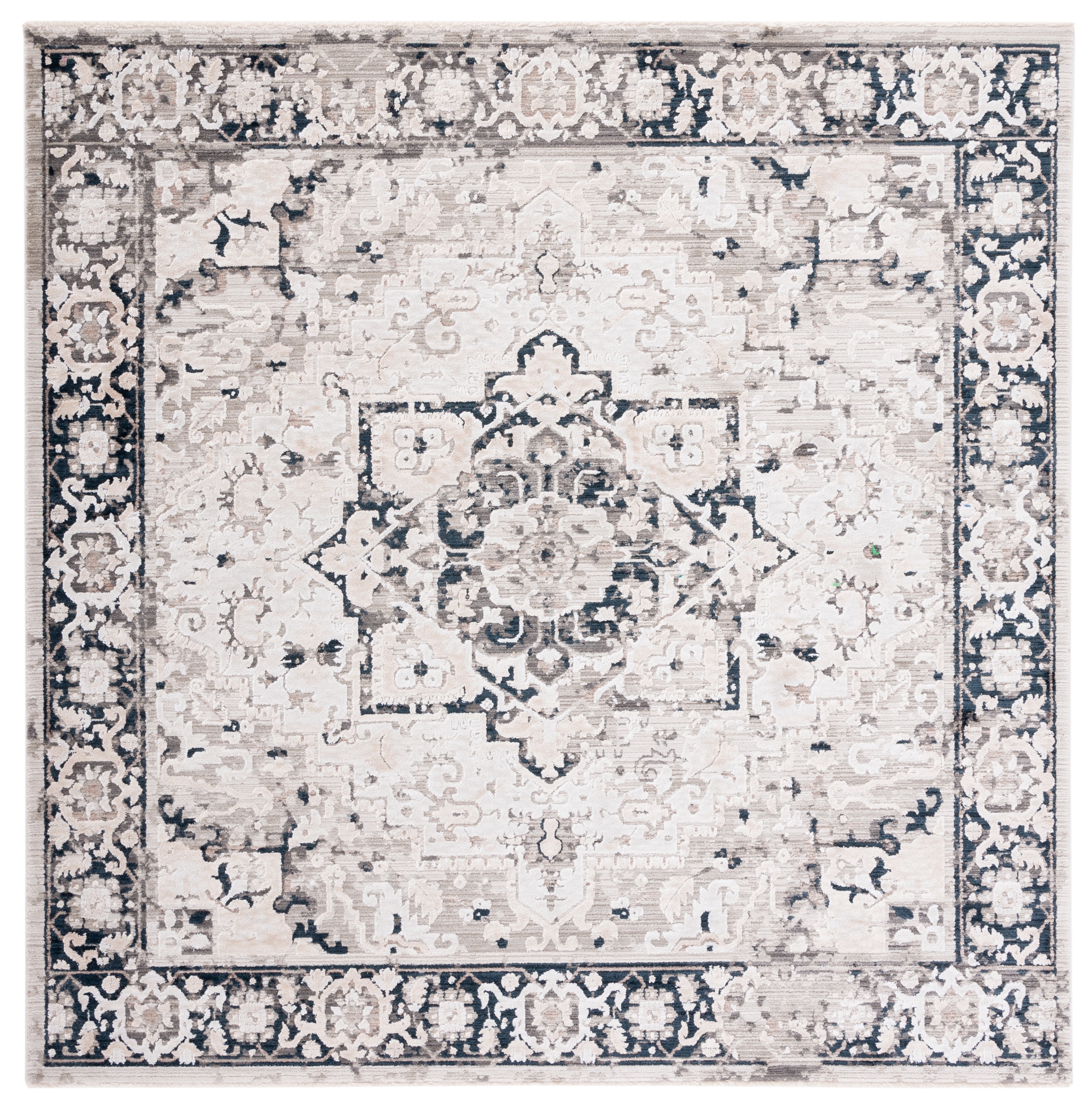 SAFAVIEH Mayflower Beverley Medallion Area Rug, Beige/Grey, 6'7" x 6'7 ...