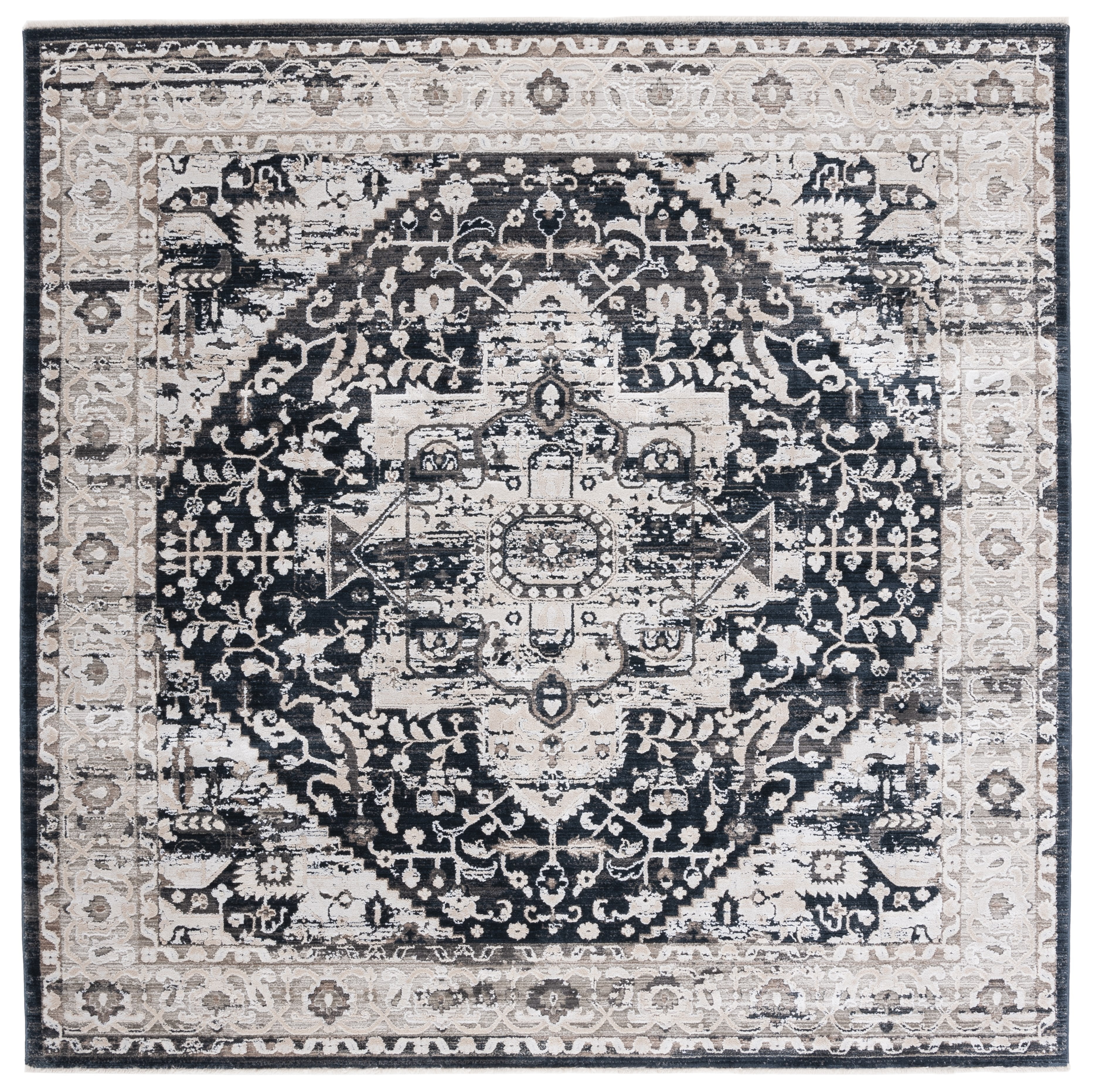 SAFAVIEH Mayflower Talbot Medallion Area Rug, Beige/Grey, 6'7" x 6'7 ...