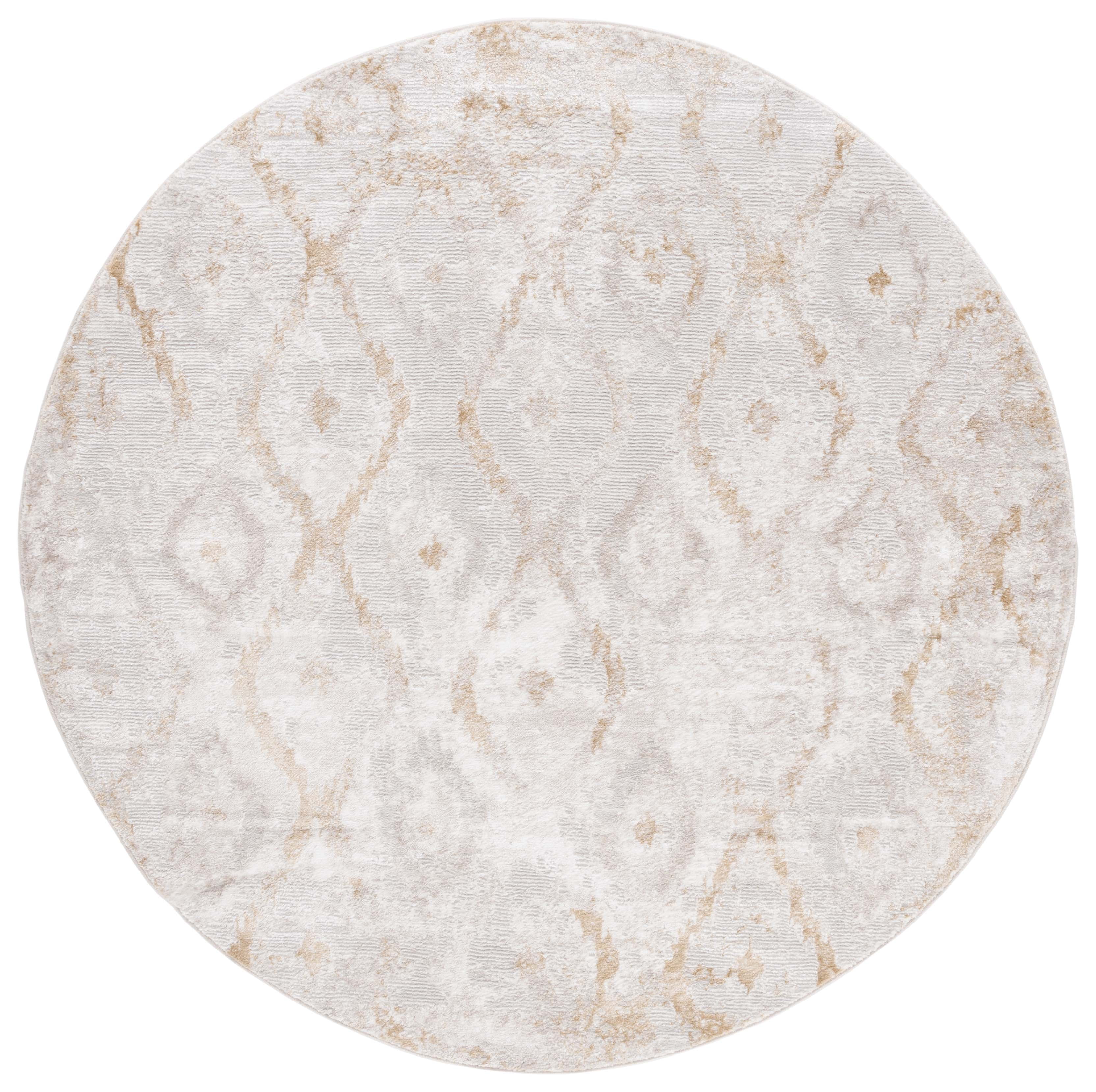 SAFAVIEH Meadow Doncho Diamond Area Rug, Ivory/Gold, 6'7" x 6'7" Round ...