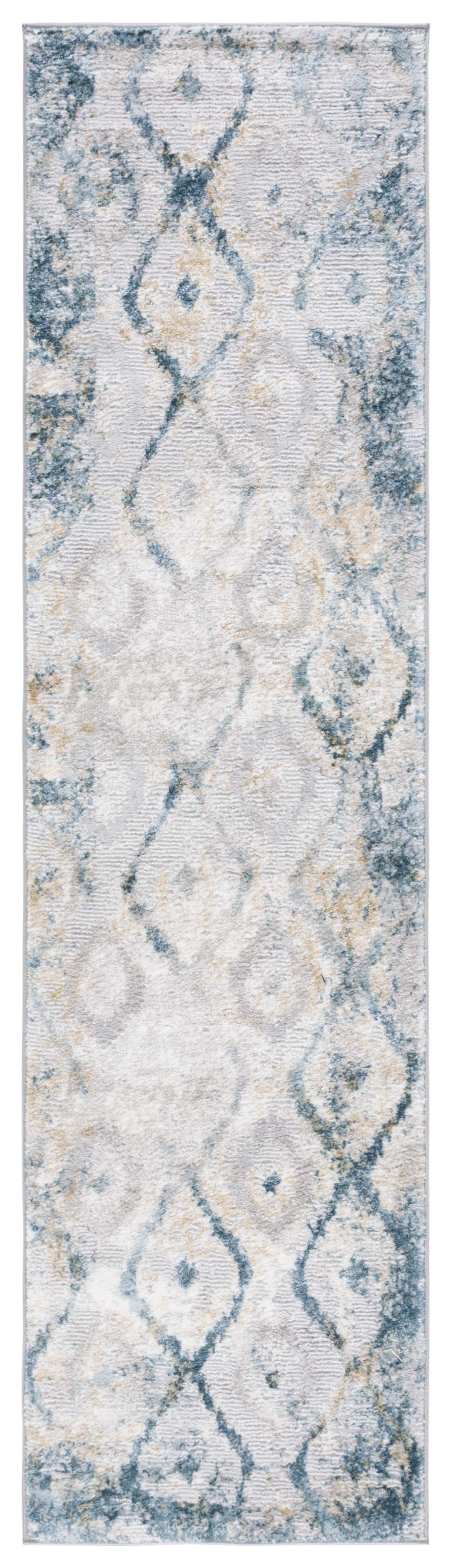 SAFAVIEH Meadow Doncho Diamond Runner Rug, Grey/Blue Gold, 2' x 8 ...