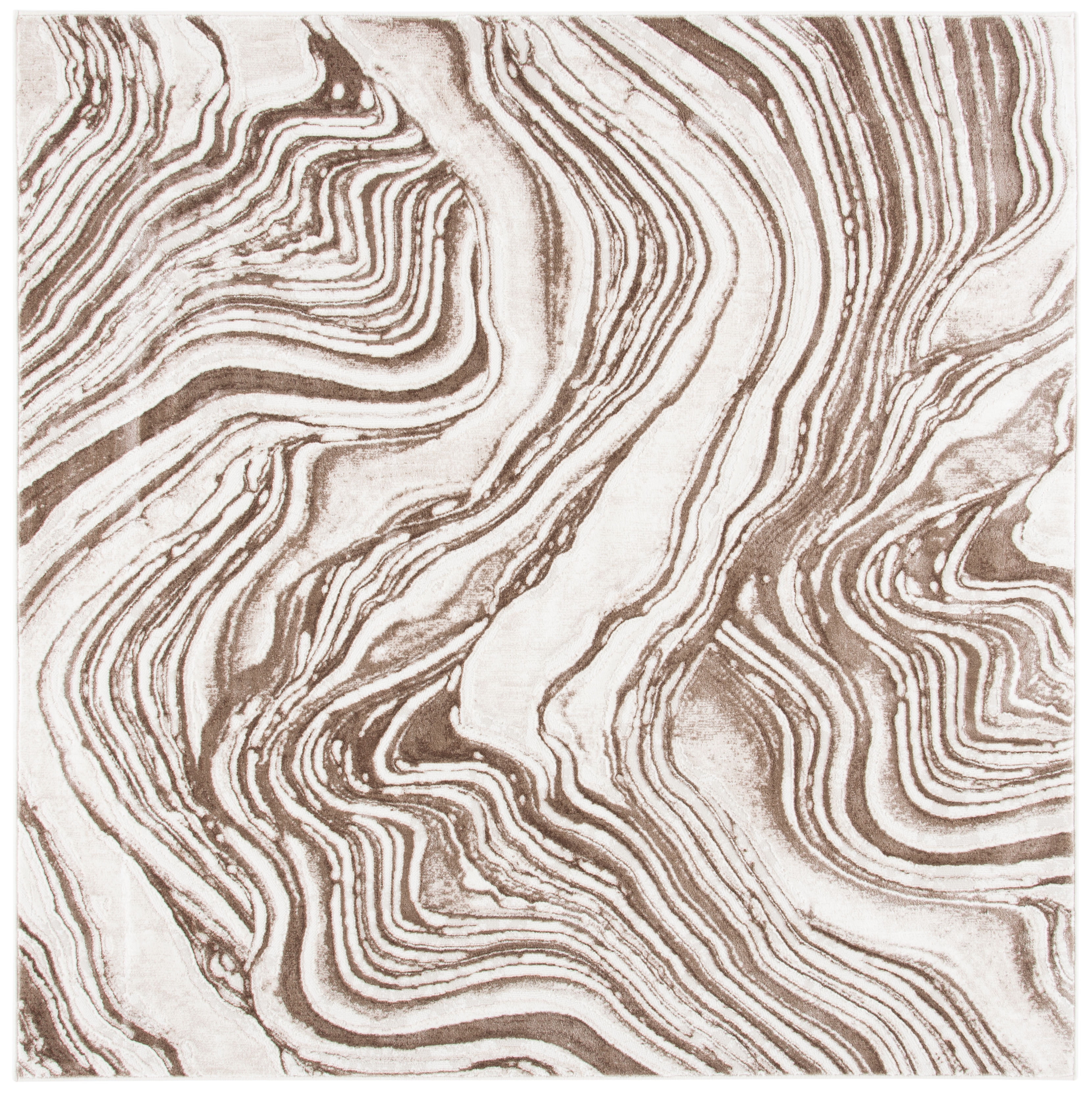 SAFAVIEH Meadow Joey Wavy Marble Area Rug, Beige/Brown, 6'7" x 6'7 ...