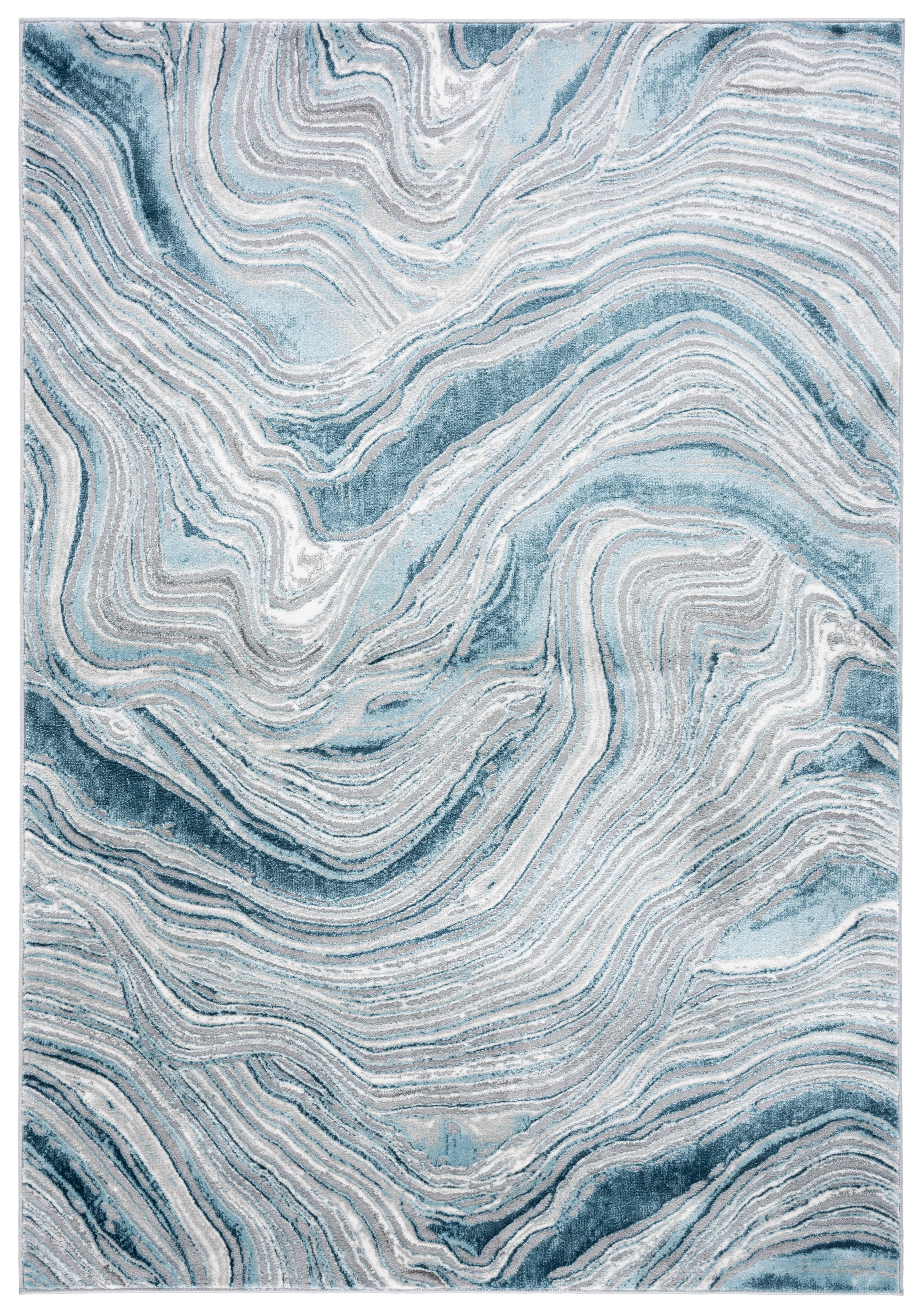 SAFAVIEH Meadow Joey Wavy Marble Area Rug, Blue/Grey, 8' x 10 ...