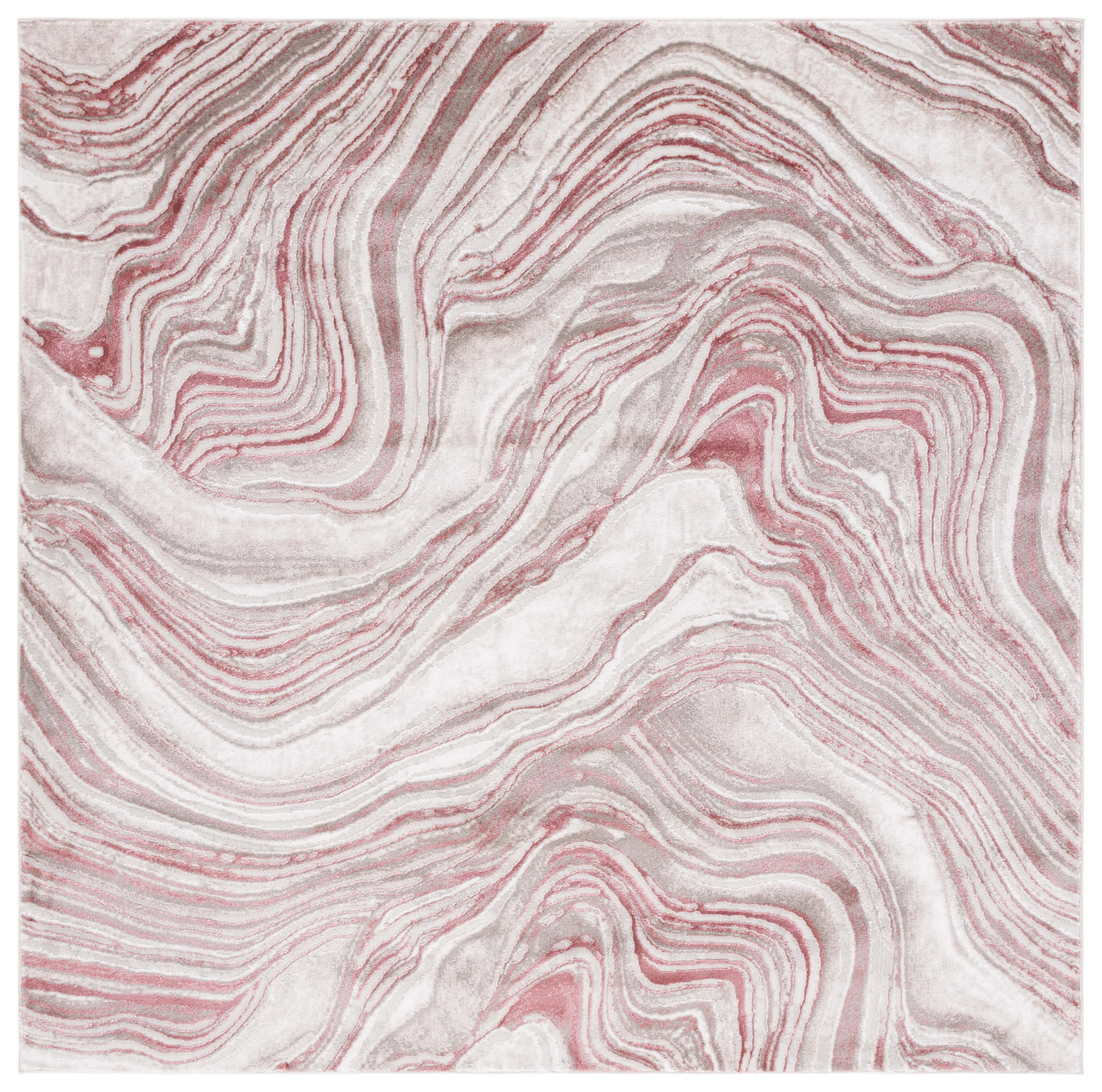 SAFAVIEH Meadow Joey Wavy Marble Area Rug, Pink/Beige, 6'7" x 6'7 ...