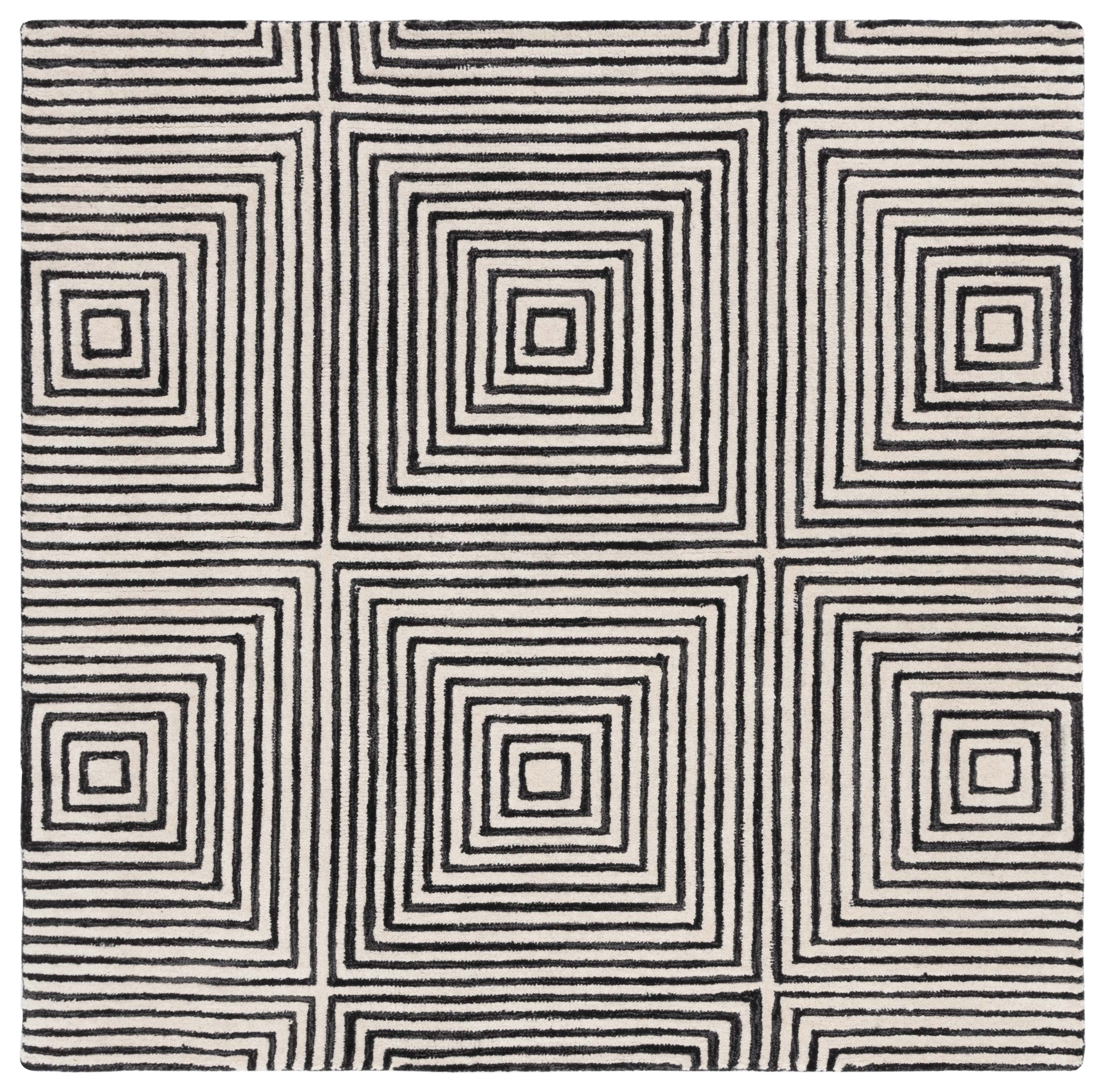SAFAVIEH Metro Chodak Abstract Area Rug, Black/Beige, 5' x 5' Square ...