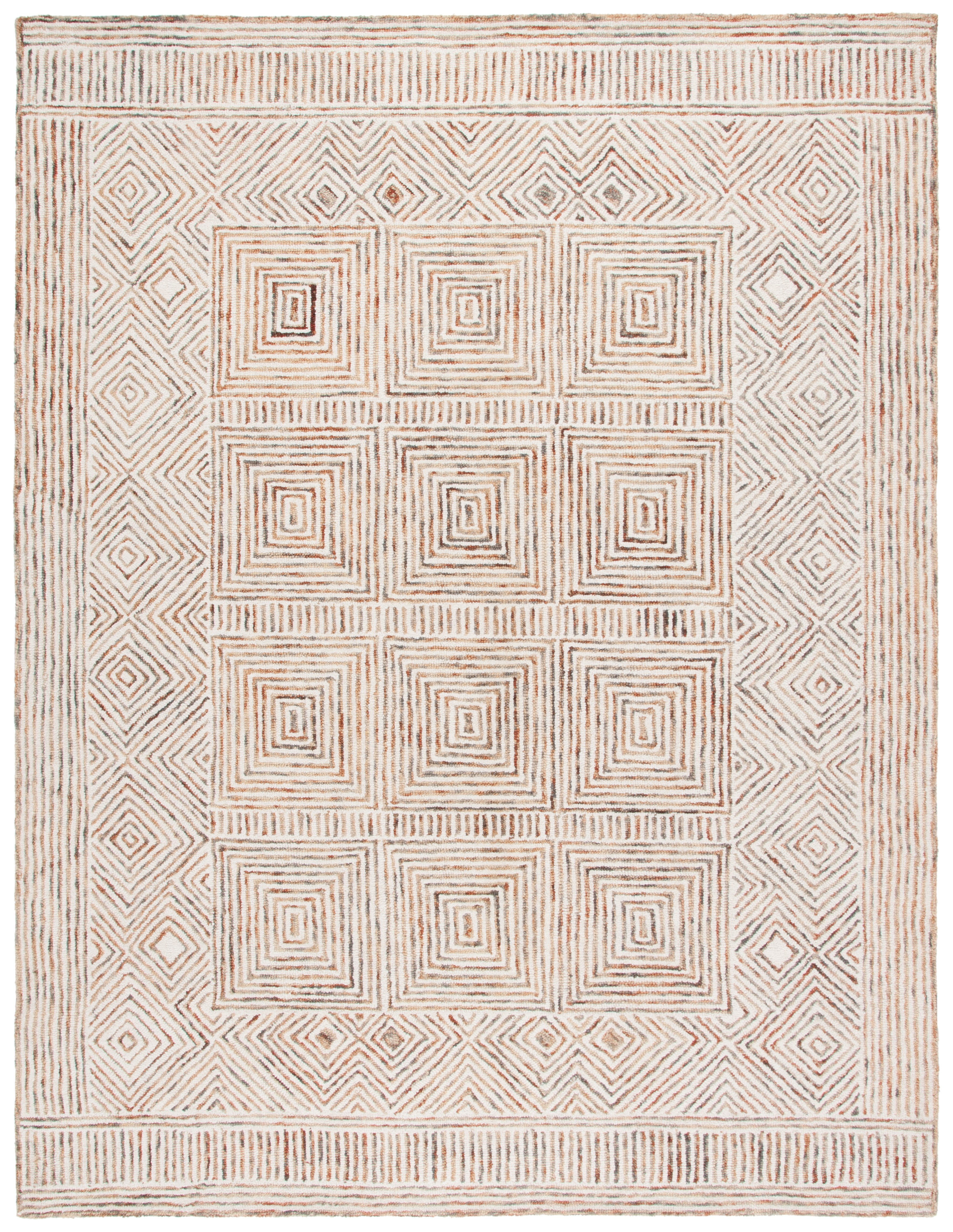 SAFAVIEH Metro Dominic Geometric Area Rug, Ivory/Rust, 8' x 10 ...