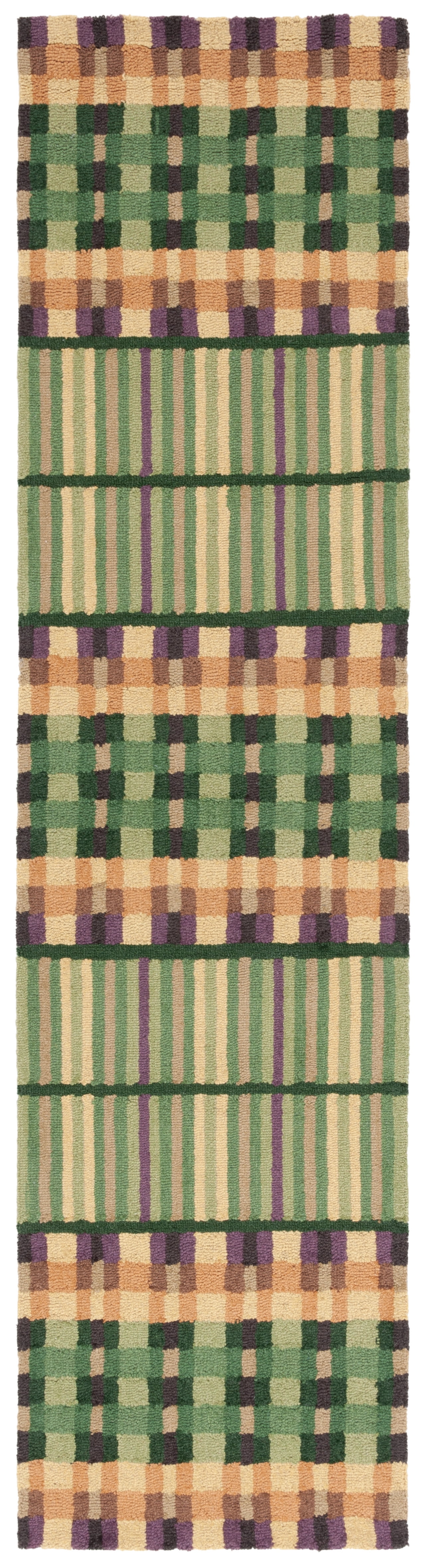 SAFAVIEH Metro Franco Checkered Runner Rug, Green/Gold, 2'3" x 9 ...