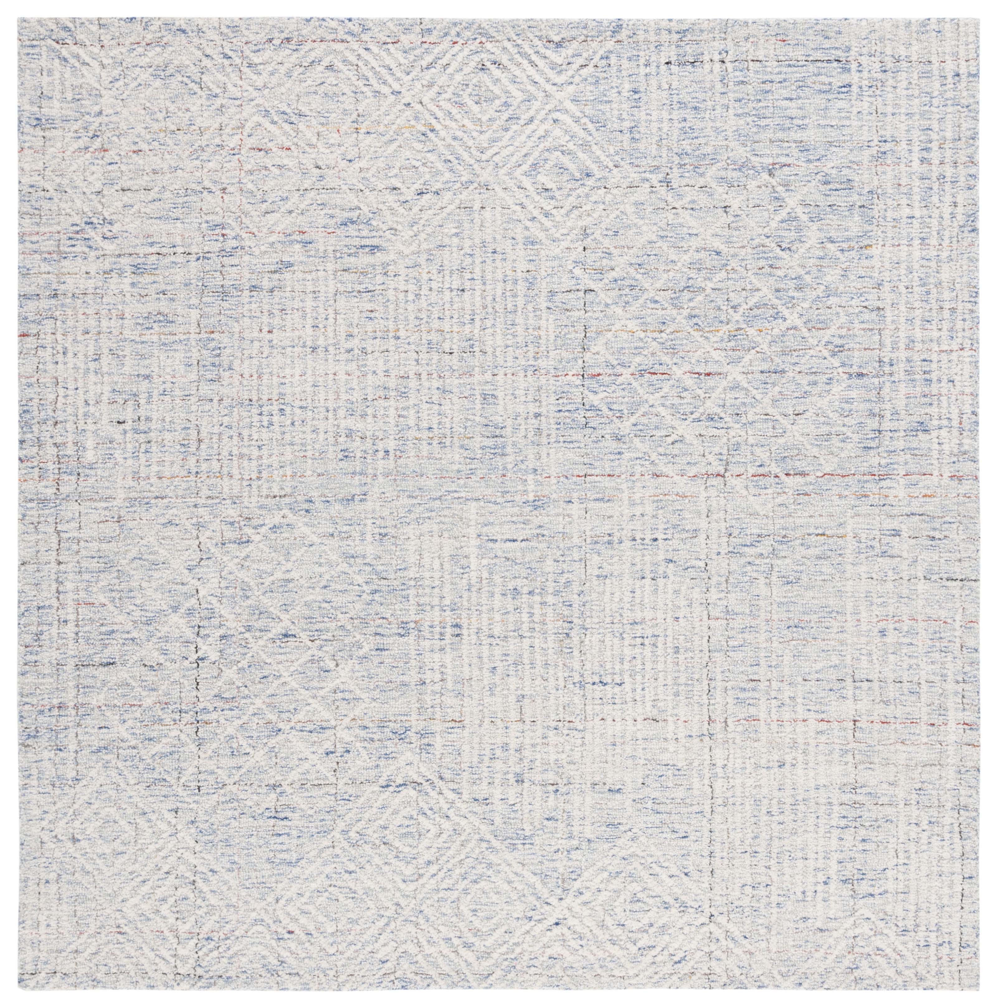 SAFAVIEH Metro Issam Diamond Area Rug, Blue/Ivory, 6' x 6' Square ...