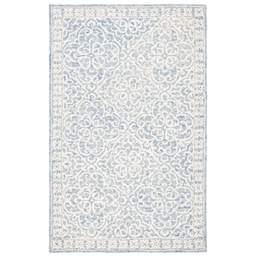 SAFAVIEH Novelty NOV605M Handmade Ivory / Blue Wool Area Rug, Kitchen ...