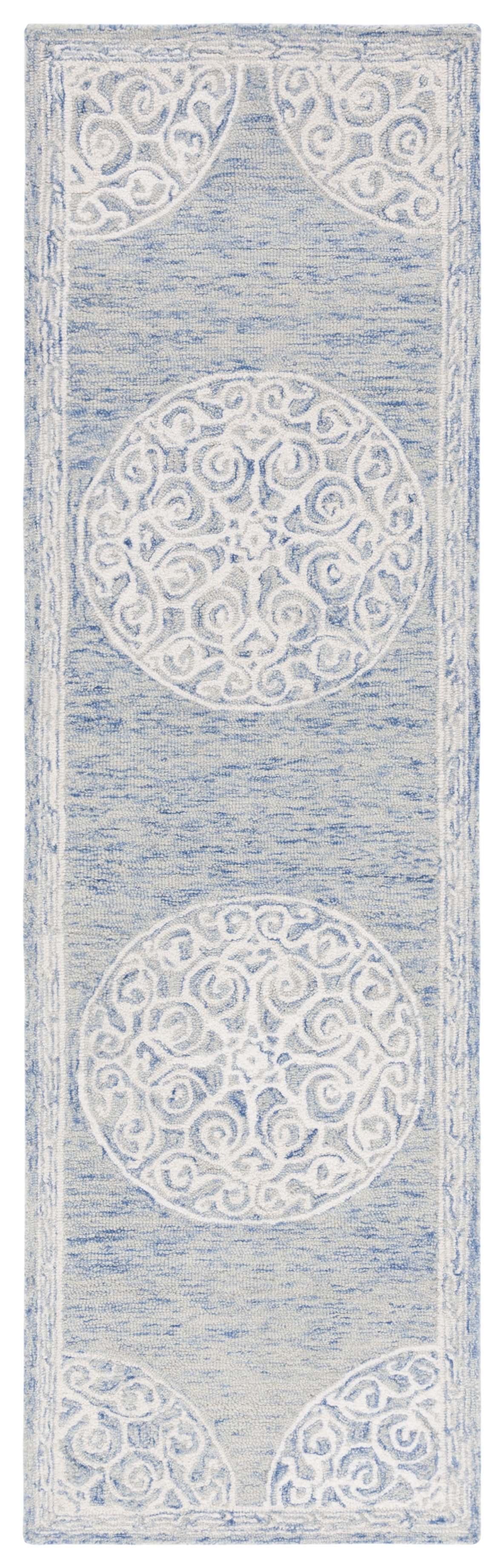 SAFAVIEH Metro Lavern Medallion Runner Rug, Blue/Ivory, 2'3" x 8 ...