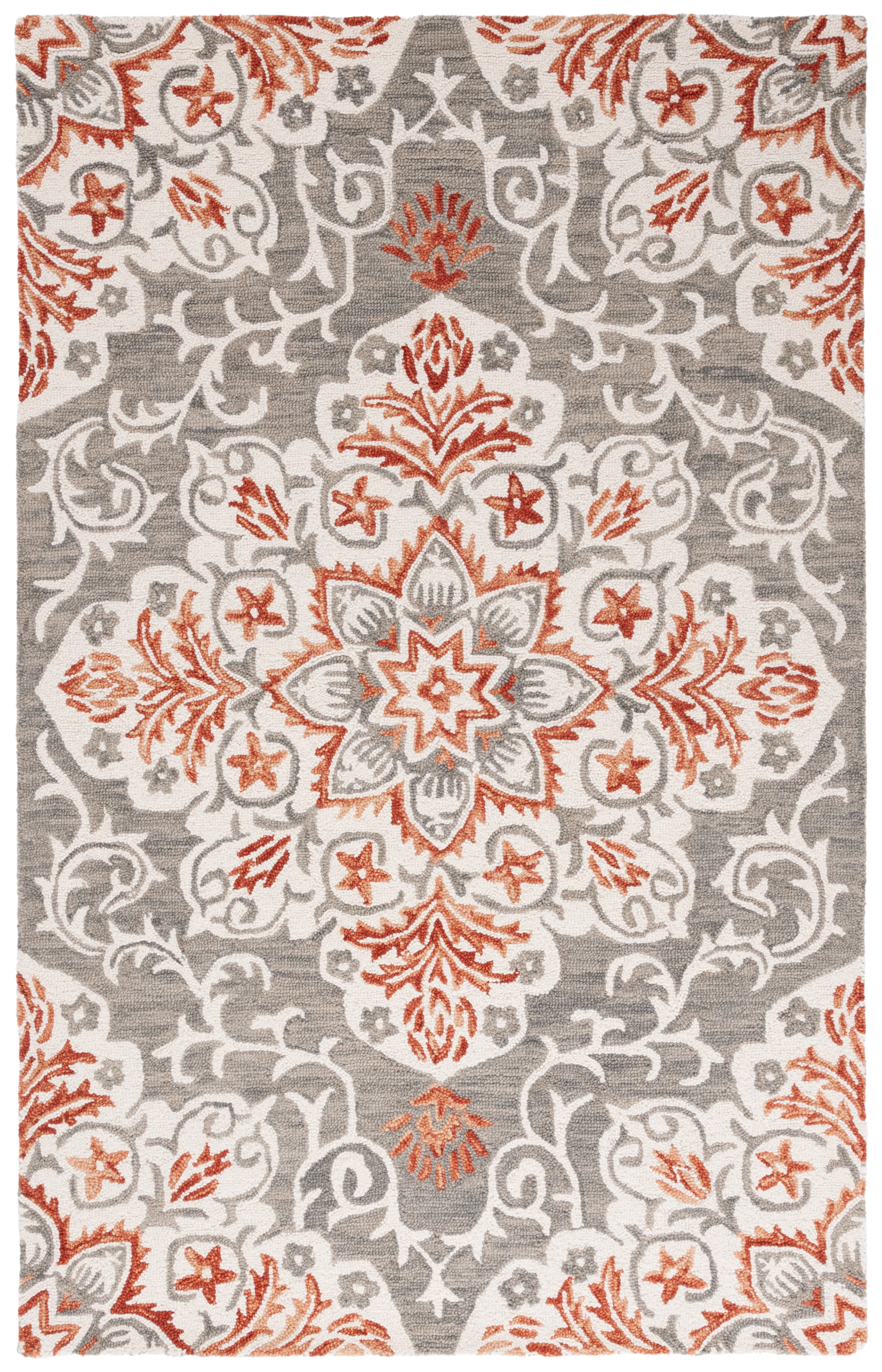SAFAVIEH Metro Liadain Floral Area Rug, Gray/Rust, 4' x 6' - Walmart ...