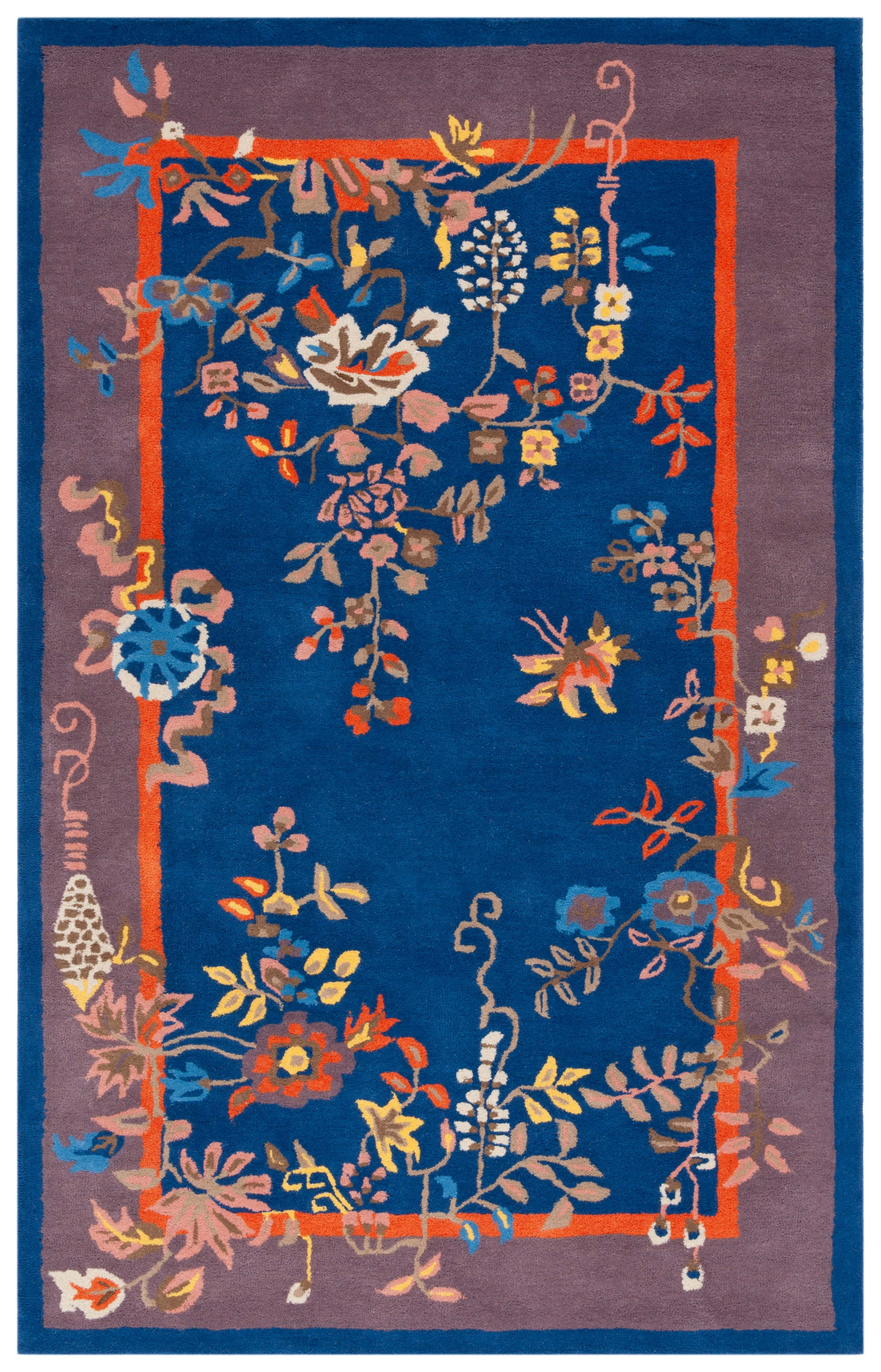 SAFAVIEH Metro Louise Floral Area Rug, Navy/Brown, 5' x 8' - Walmart.com