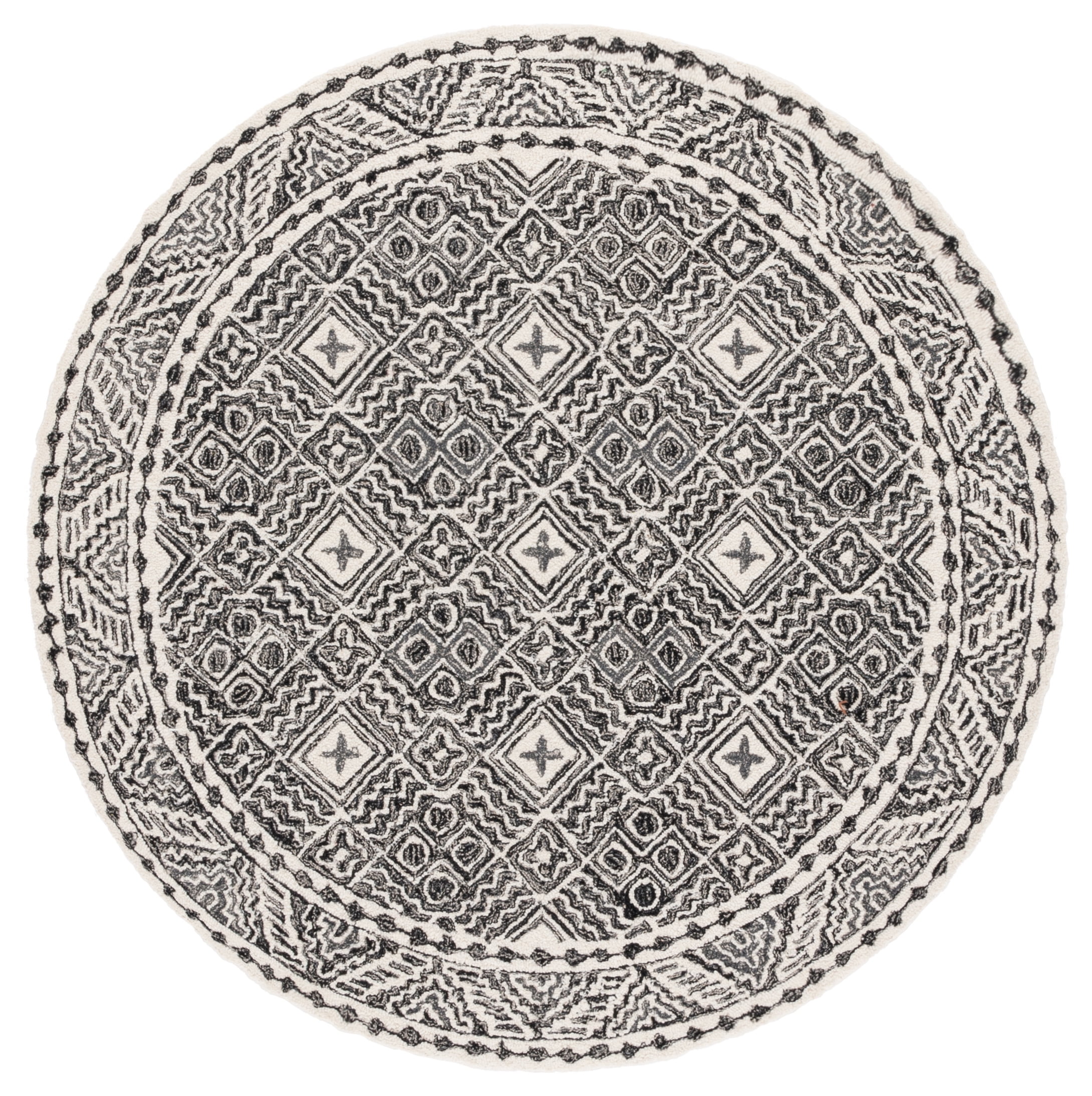 SAFAVIEH Micro-Loop Aditya Geometric Area Rug, Black/Ivory, 3' x 3' Round - Walmart.com
