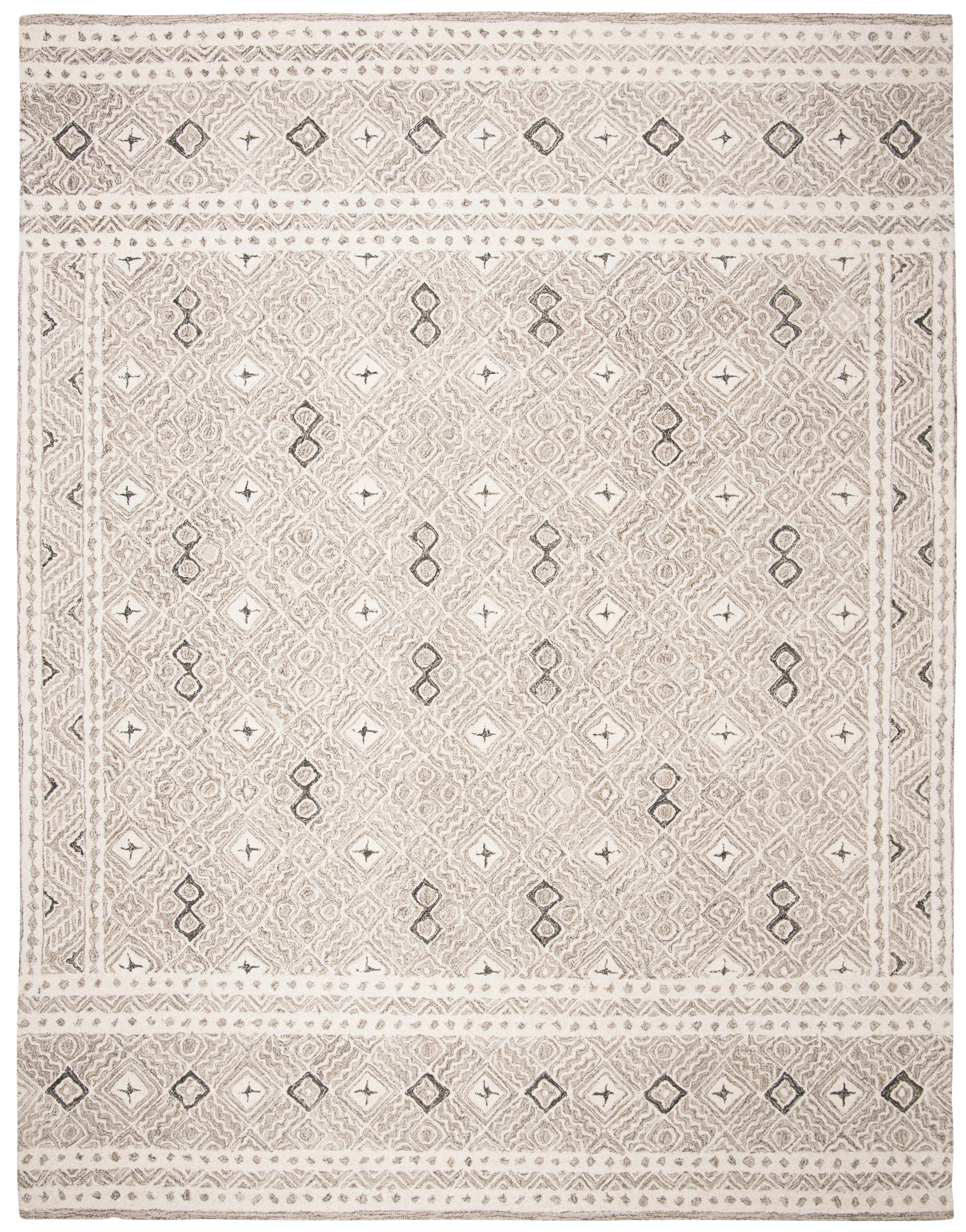 SAFAVIEH Micro-Loop Aditya Geometric Area Rug, Grey/Ivory, 10' x 14 ...