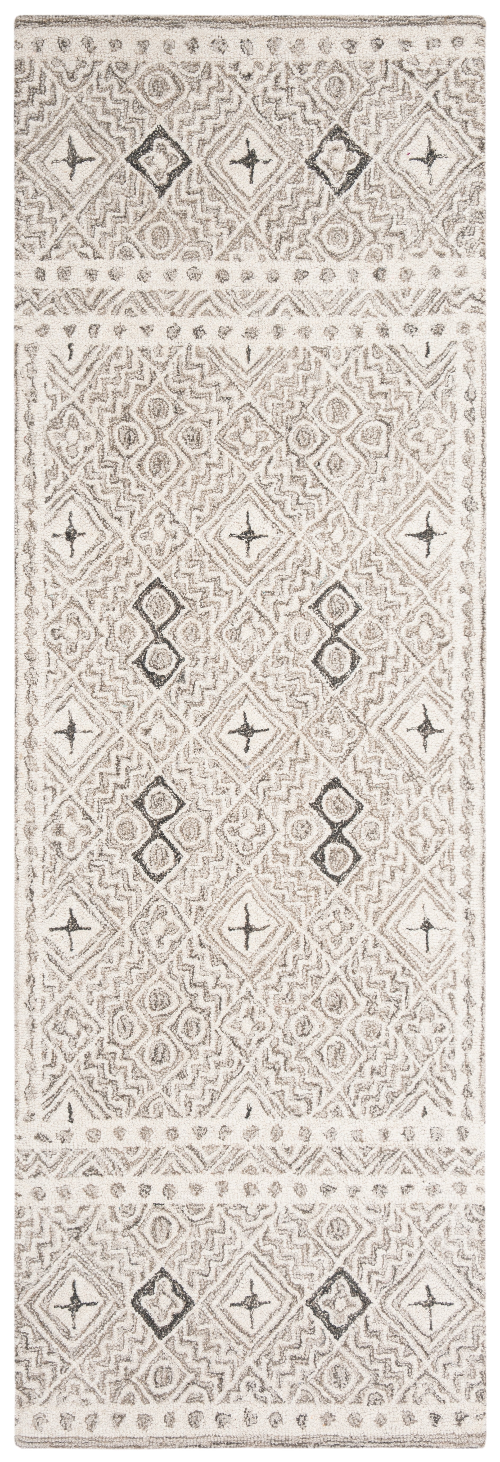 SAFAVIEH Micro-Loop Aditya Geometric Runner Rug, Grey/Ivory, 2'3" x 5 ...