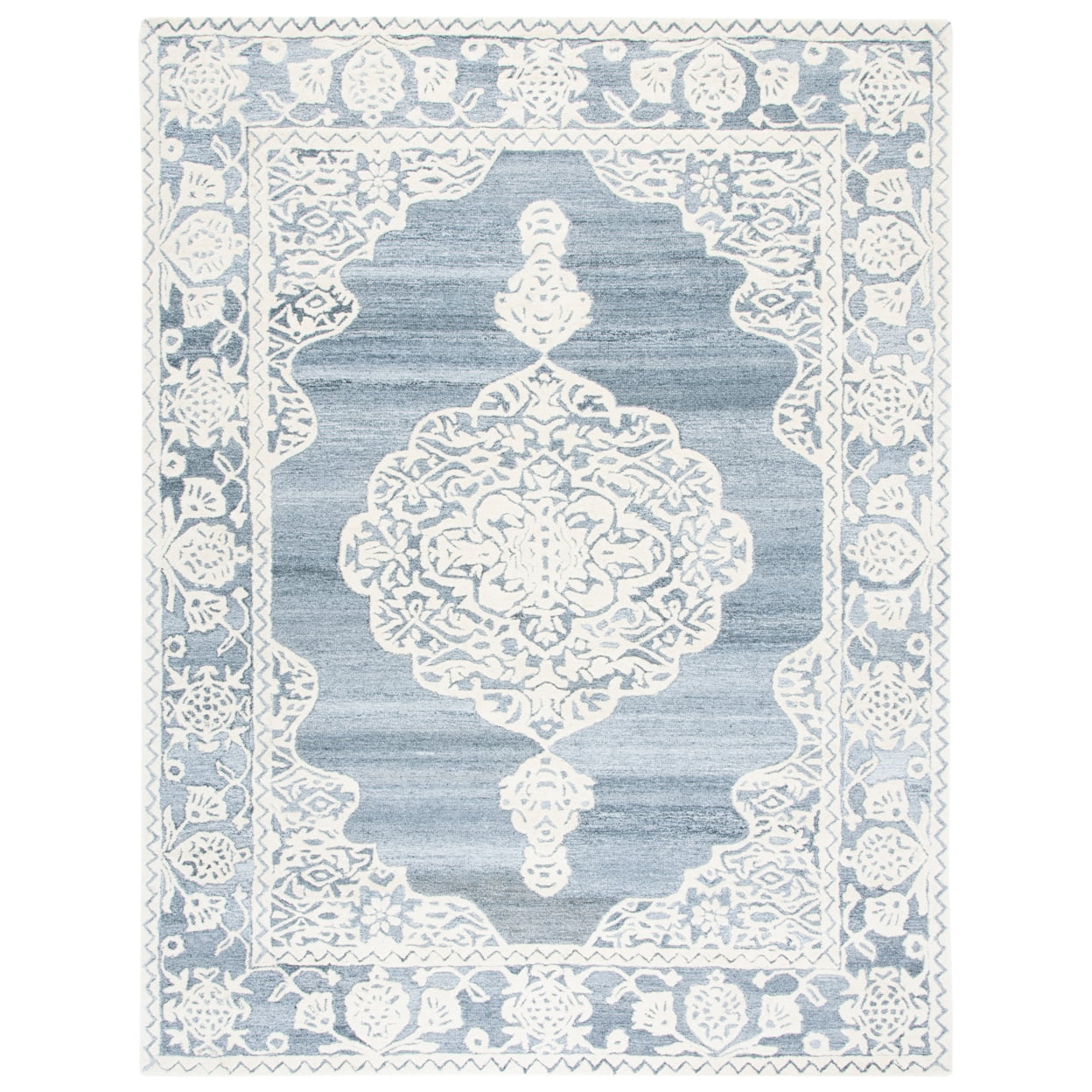 SAFAVIEH Micro-Loop Antonio Medallion Area Rug, Light Blue/Ivory, 4' x ...