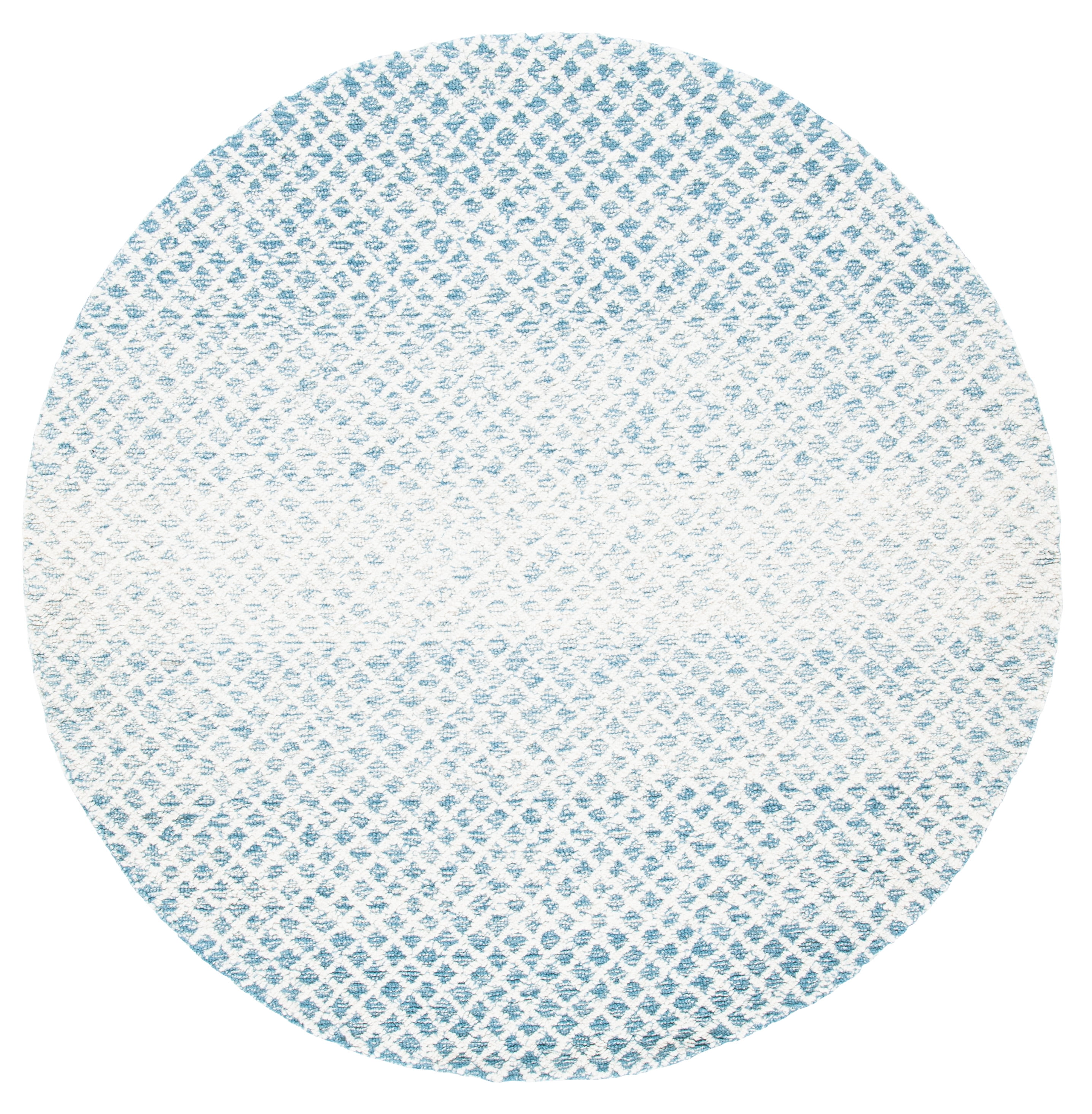 SAFAVIEH Micro-Loop Arnold Diamond Area Rug, Blue/Ivory, 5' x 5' Round ...